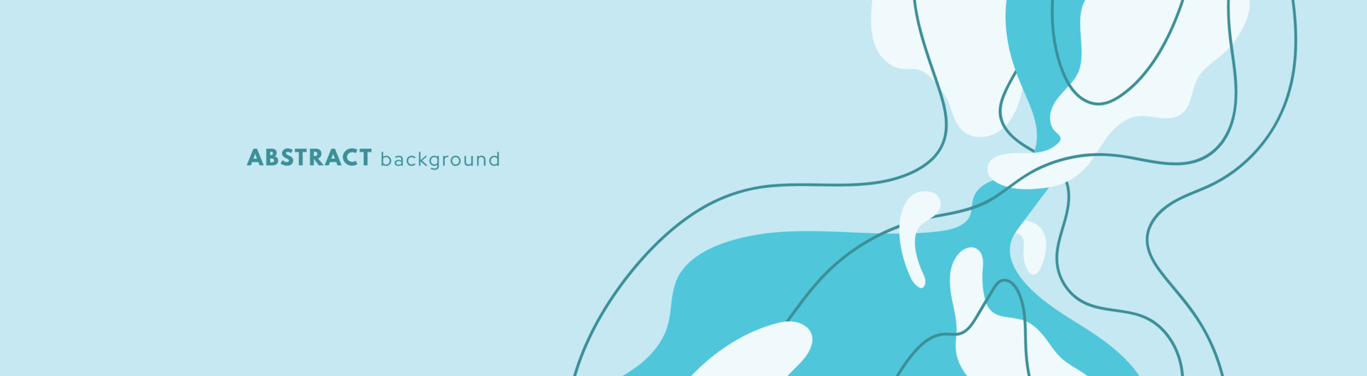 Modern Water Blue Abstract Background Composition Of Amorphous Forms And Lines In Minimalist