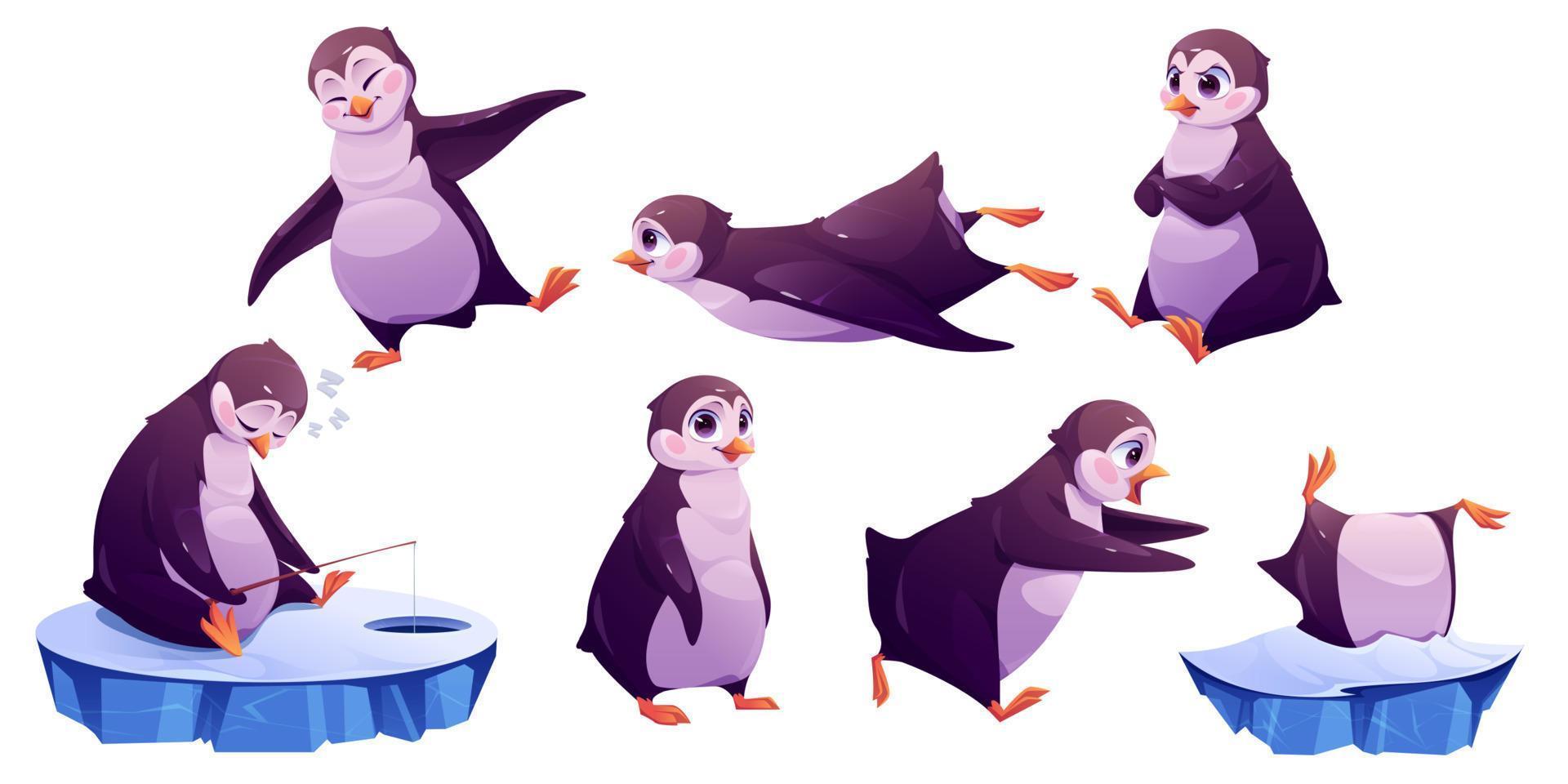 Cute penguin cartoon character isolated animal set 16962702 Vector Art ...