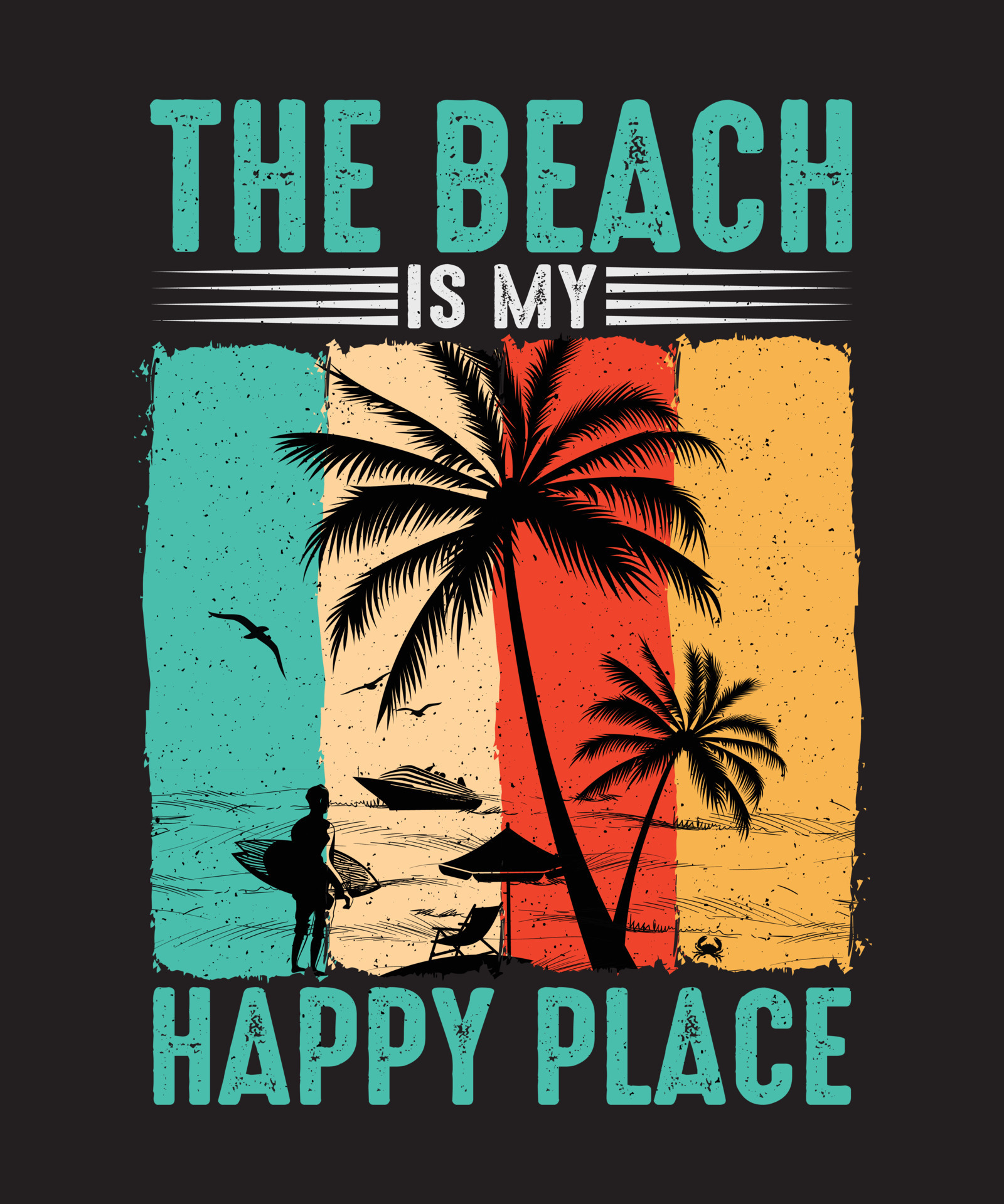 The Beach Is My Happy Place Beach T Shirt Design Summer T Shirt