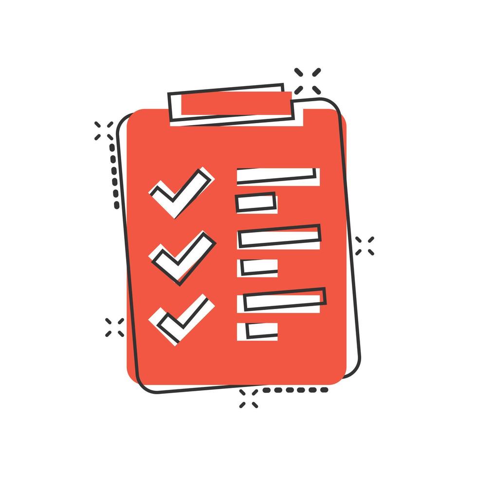 To do list icon in comic style. Document checklist cartoon vector ...