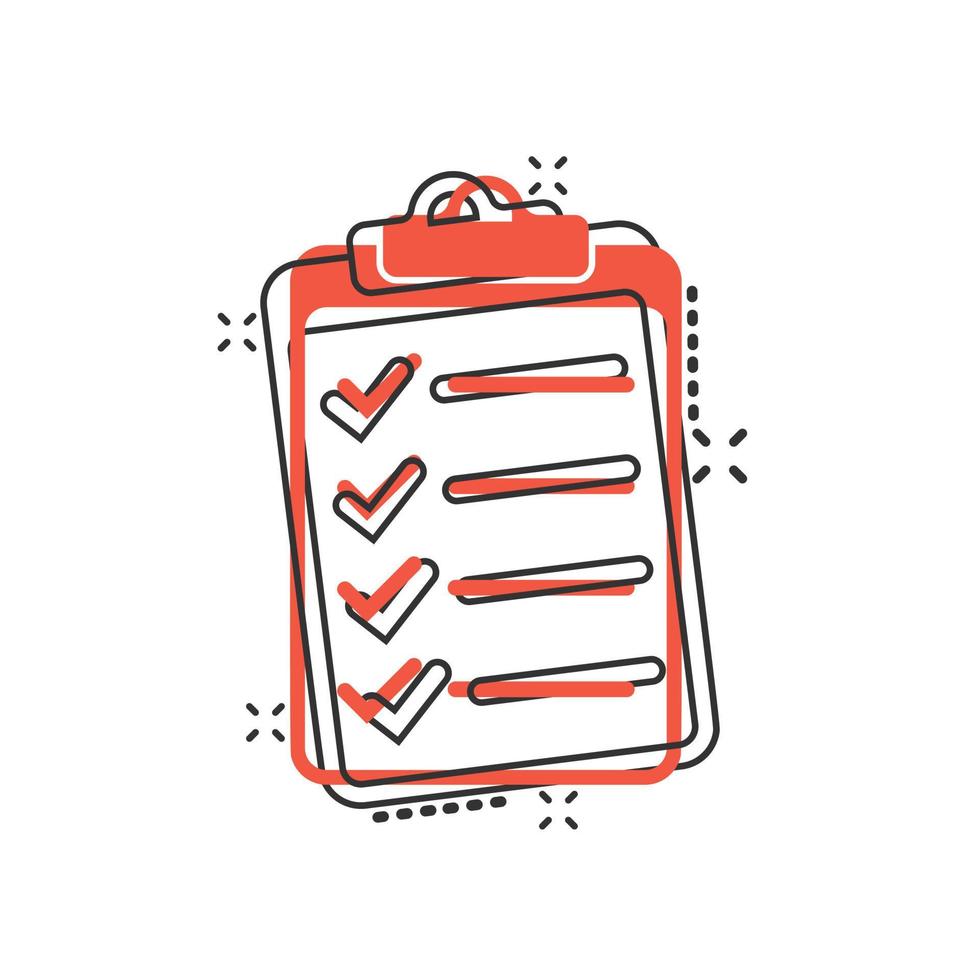 To do list icon in comic style. Document checklist cartoon vector ...