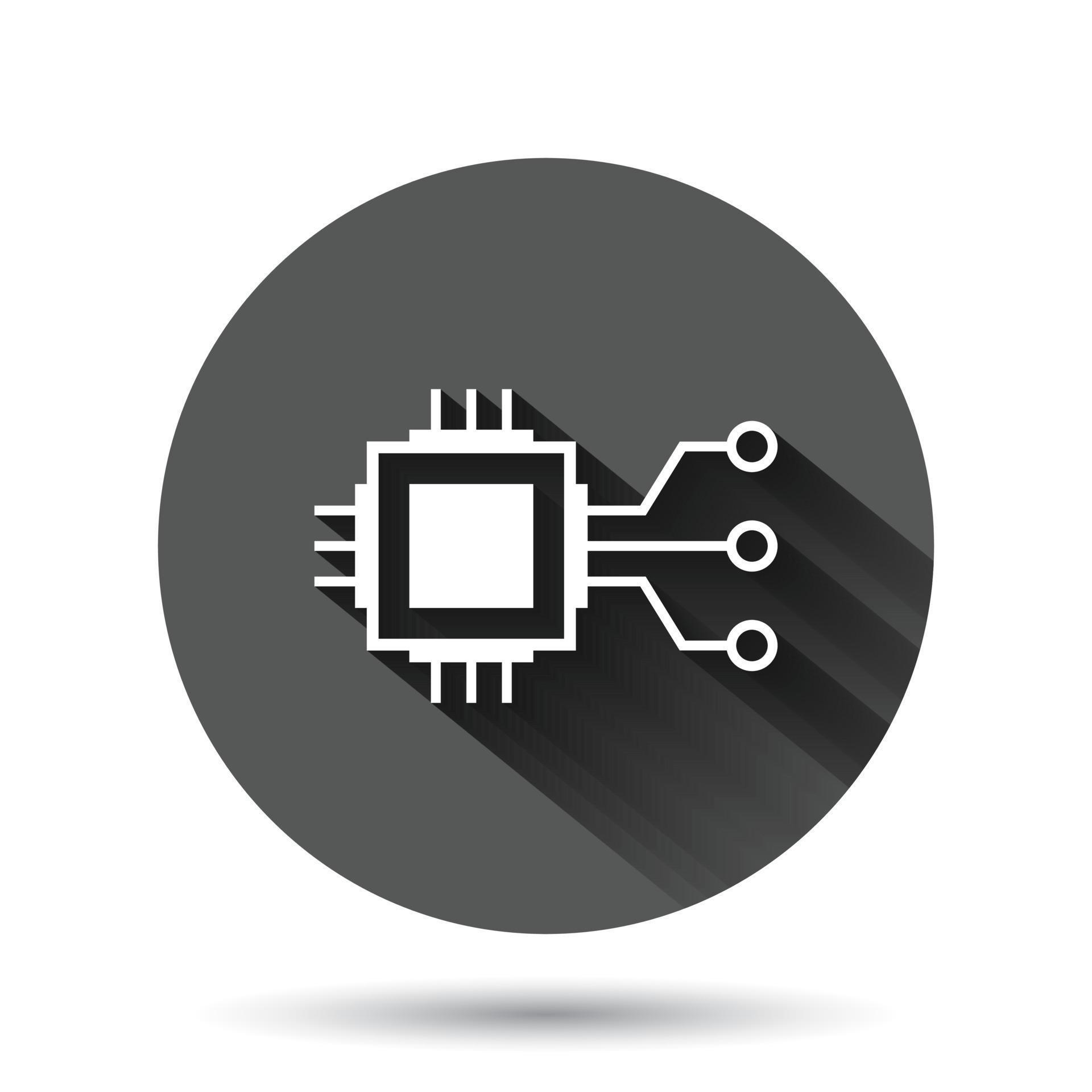Computer chip icon in flat style. Circuit board vector illustration on ...
