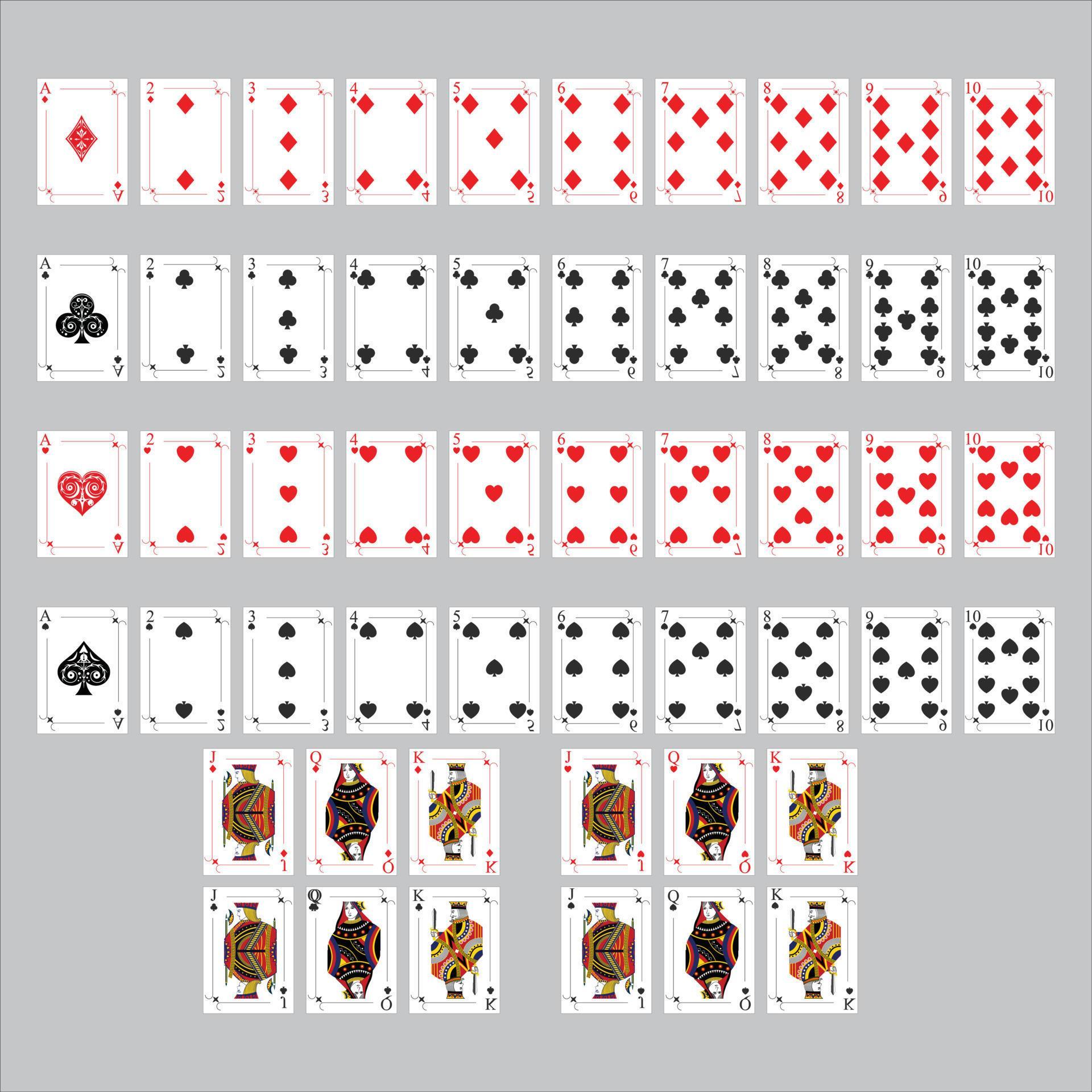 naipes de póquer, baraja completa. fondo gris en una capa separada ... naipes de póquer, baraja completa. fondo gris en una capa separada ...