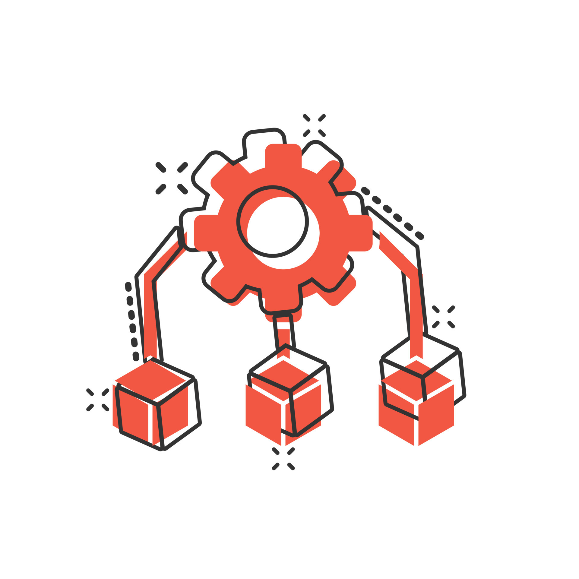 Api Technology Icon In Comic Style Algorithm Cartoon Vector