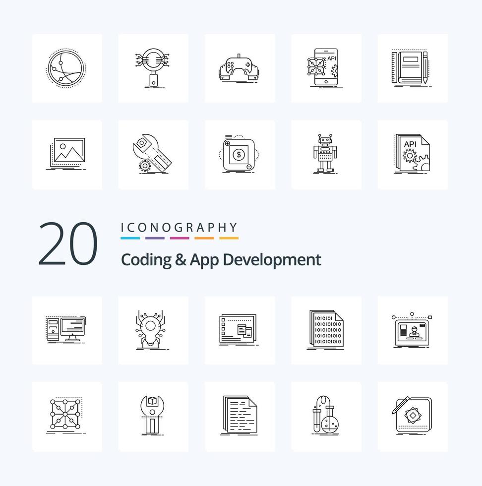 20 Coding And App Development Line Icon Pack Like Coding Binary Virus Program Operational