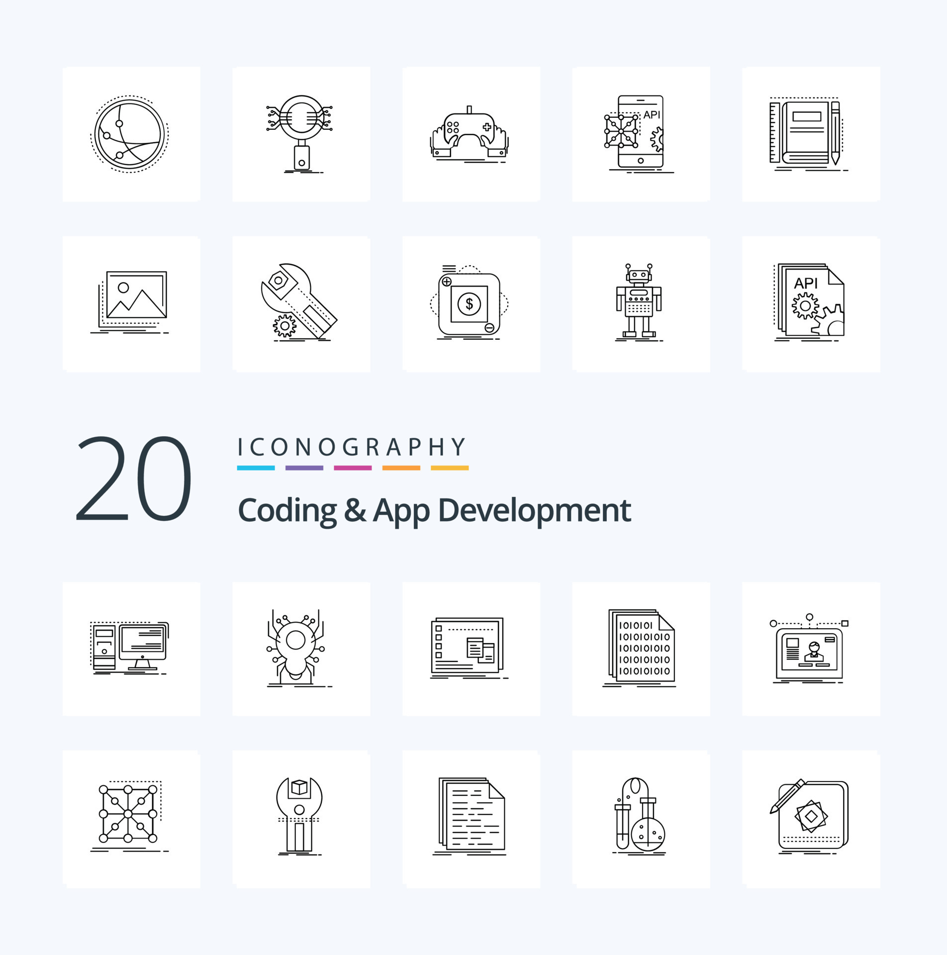 20 Coding And App Development Line Icon Pack Like Coding Binary Virus Program Operational