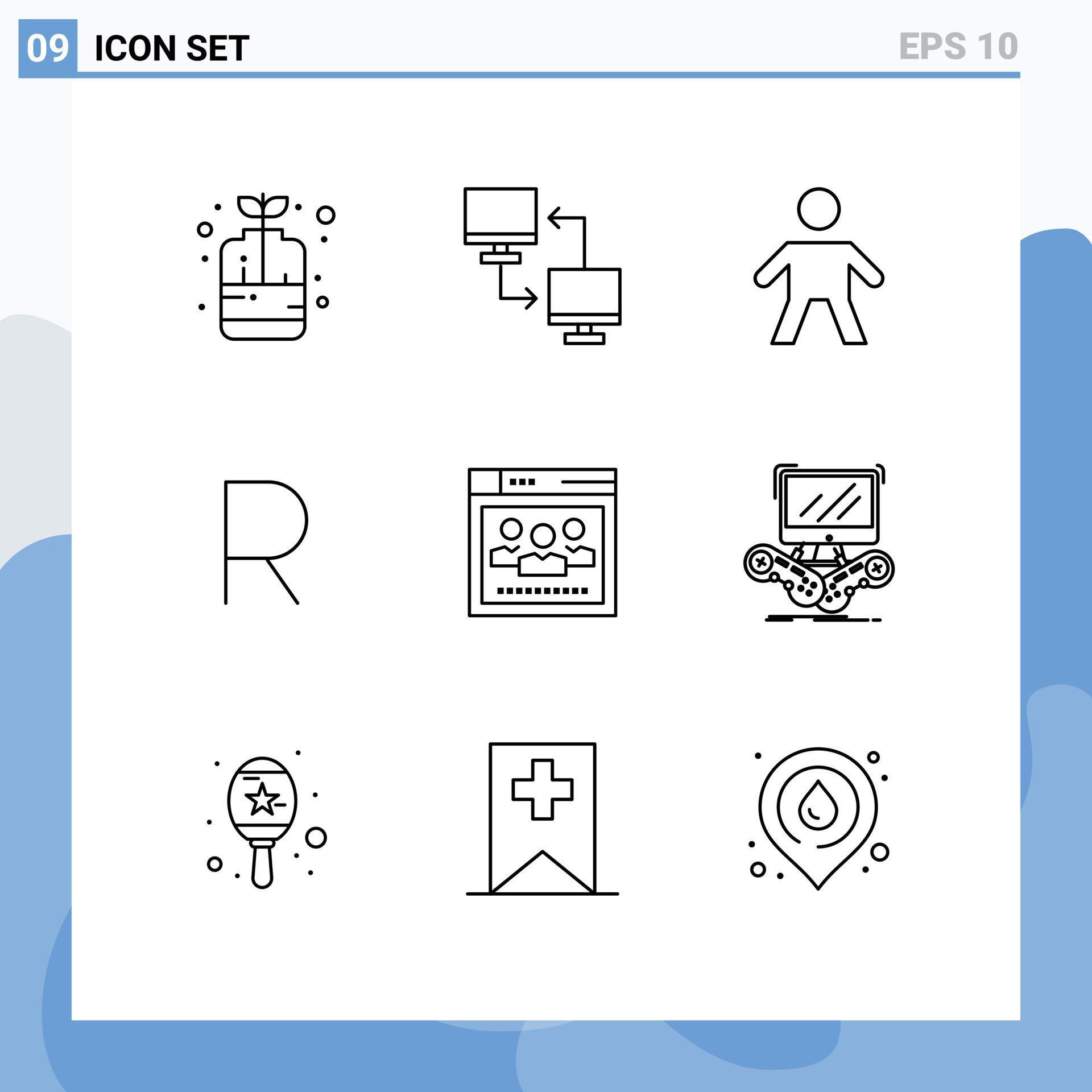 Set of 9 Modern UI Icons Symbols Signs for network zar transfer ...