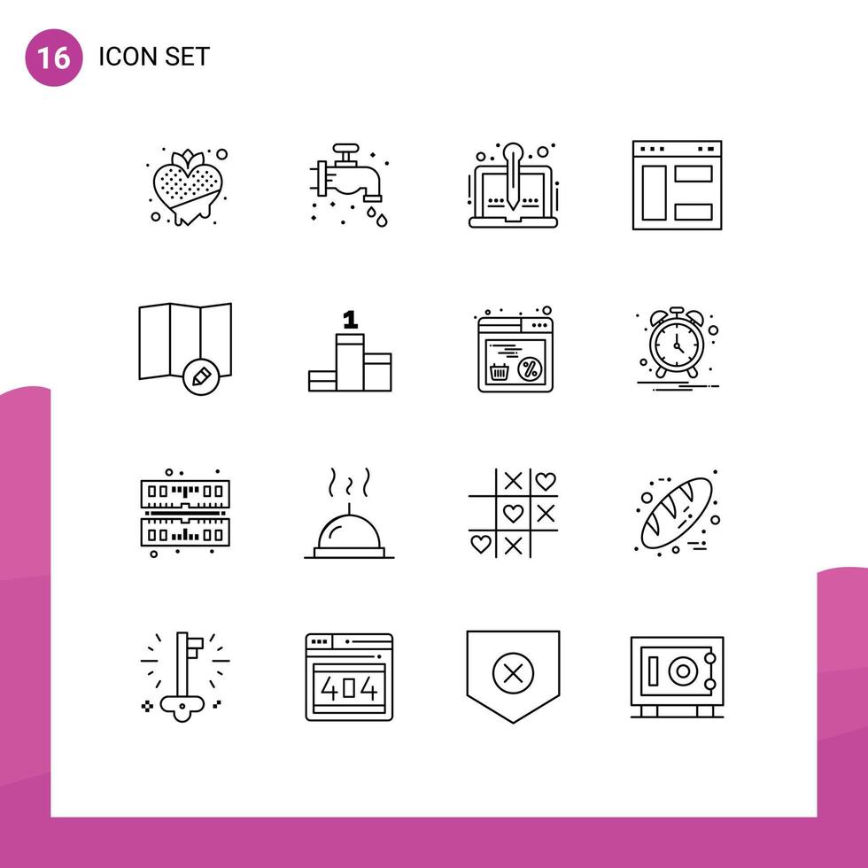 16 Thematic Vector Outlines And Editable Symbols Of Website Internet Plumbing Browser