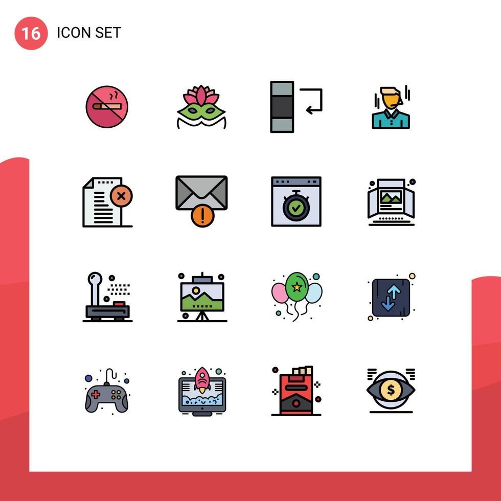 Set Of 16 Vector Flat Color Filled Lines On Grid For Document Delete Document Data Delete Worker