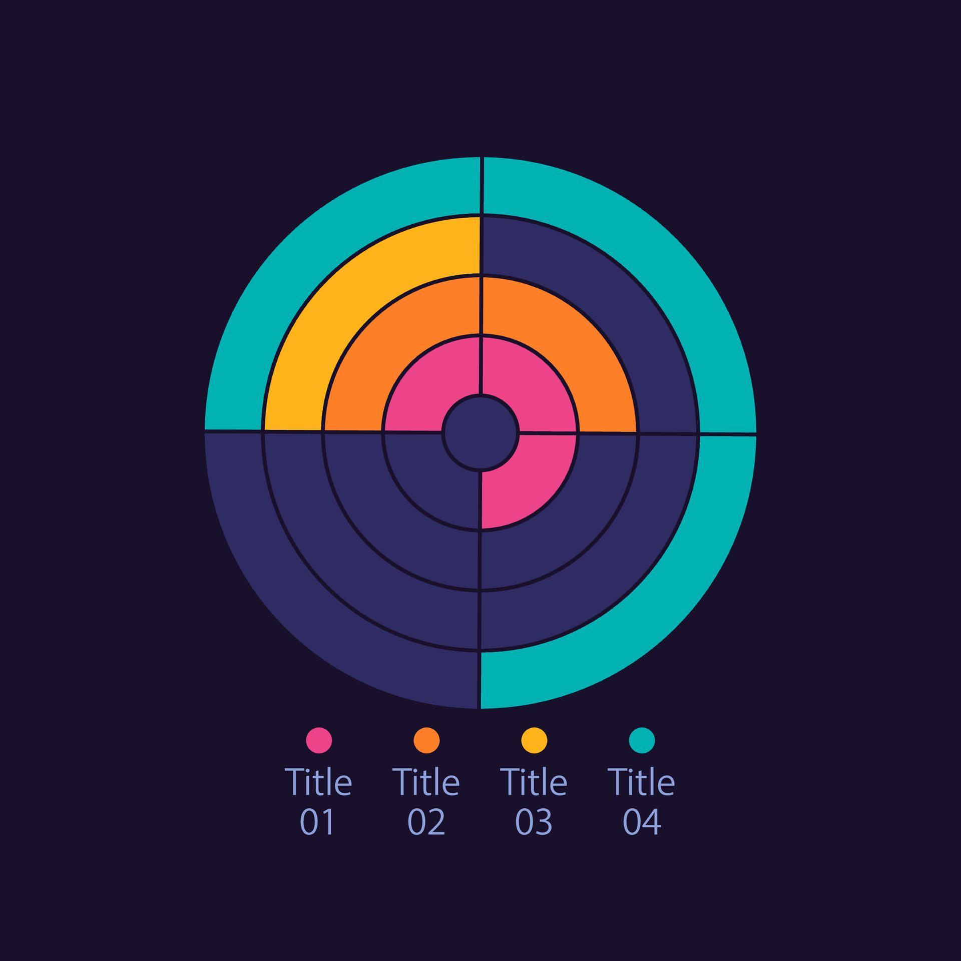 Concentric Radial Infographic Chart Design Template For Dark Theme