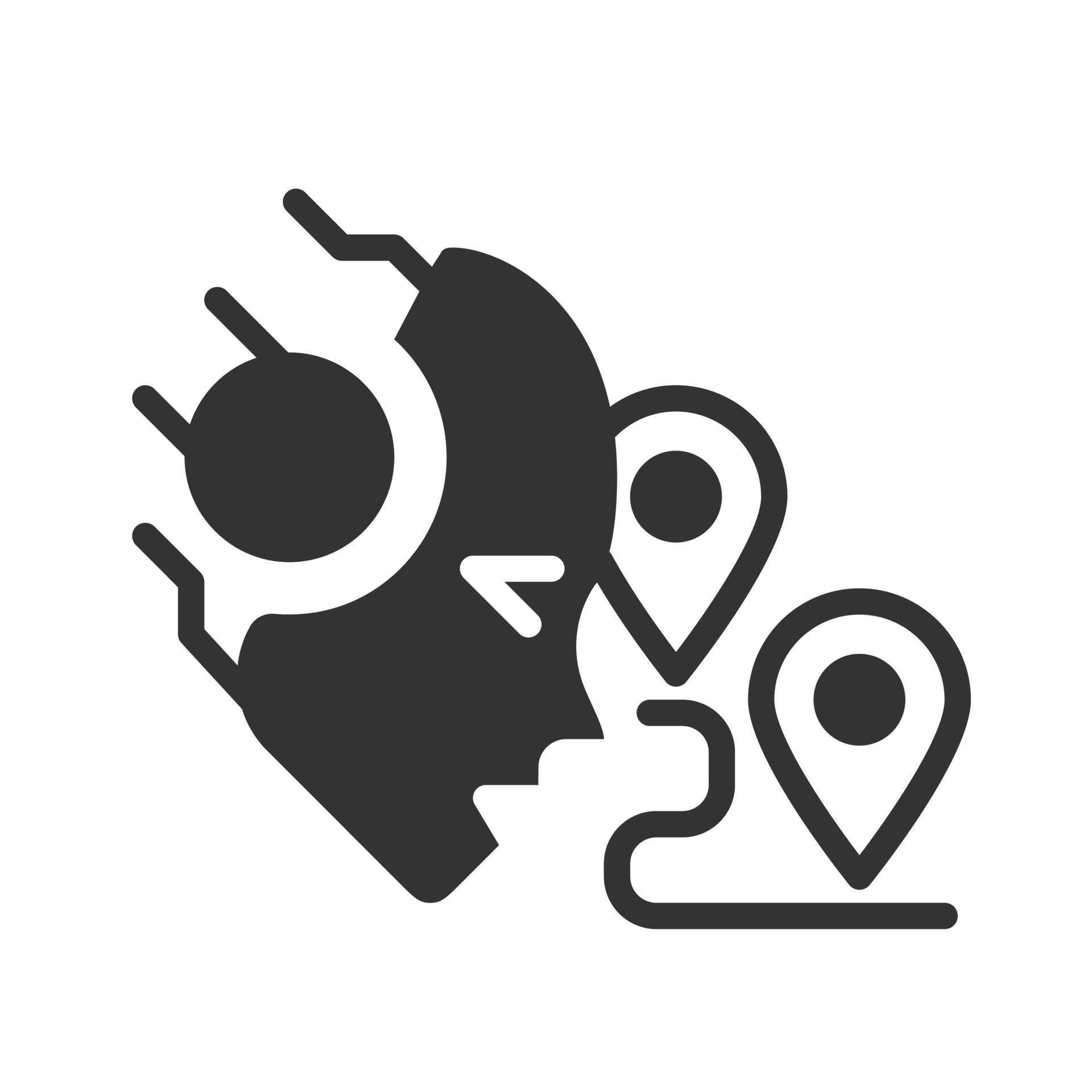AI guides black linear glyph icon. Trip itinerary machine learning ... AI guides black linear glyph icon. Trip itinerary machine learning ...