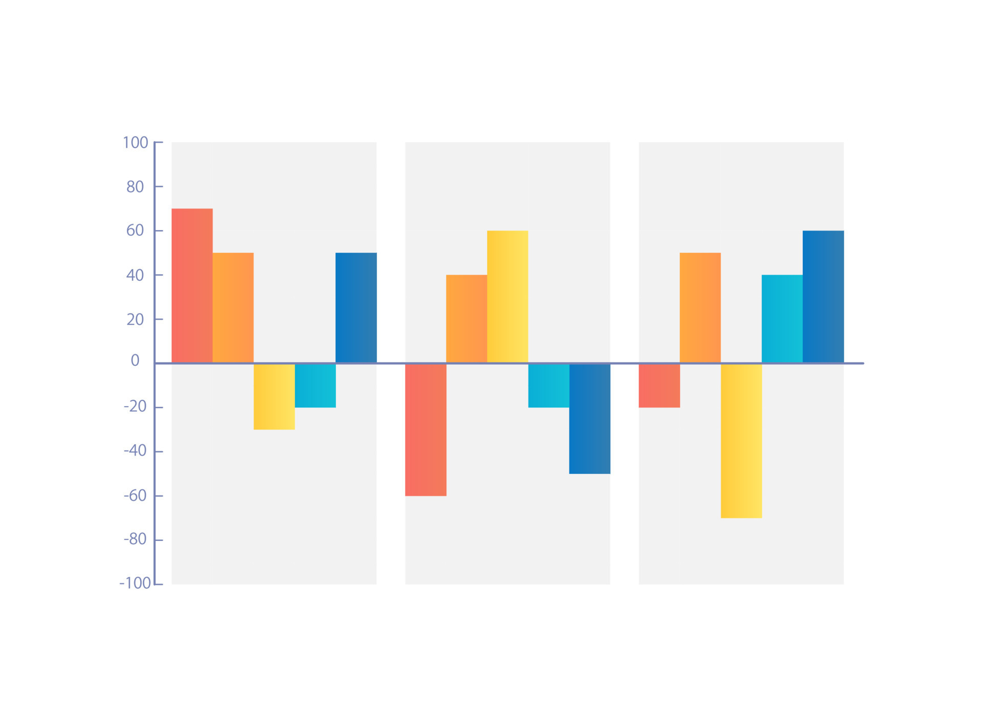 Both directions column infographic chart design template. Above and ...