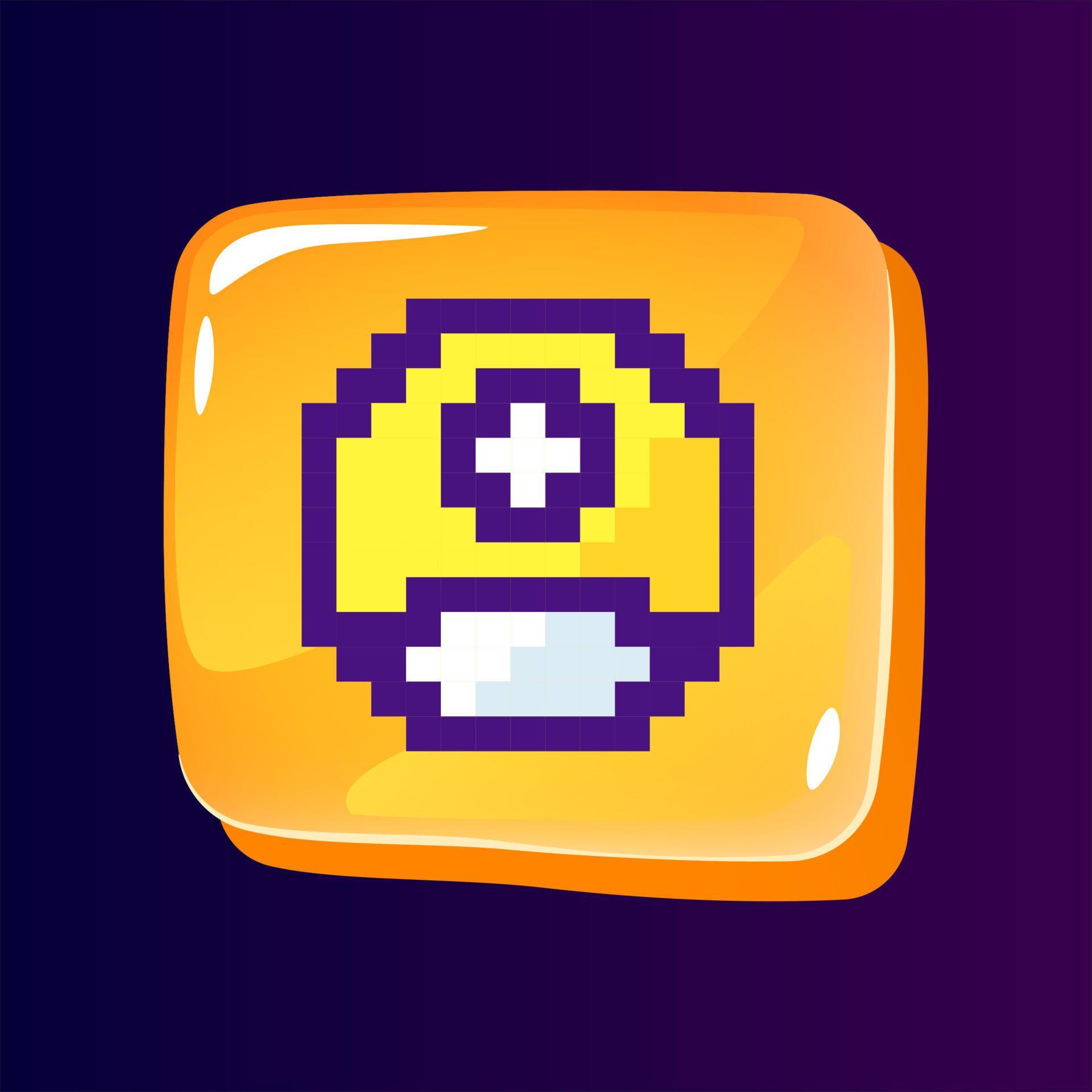 Personal page glossy ui button with pixelated color icon. Profile picture on social media ...