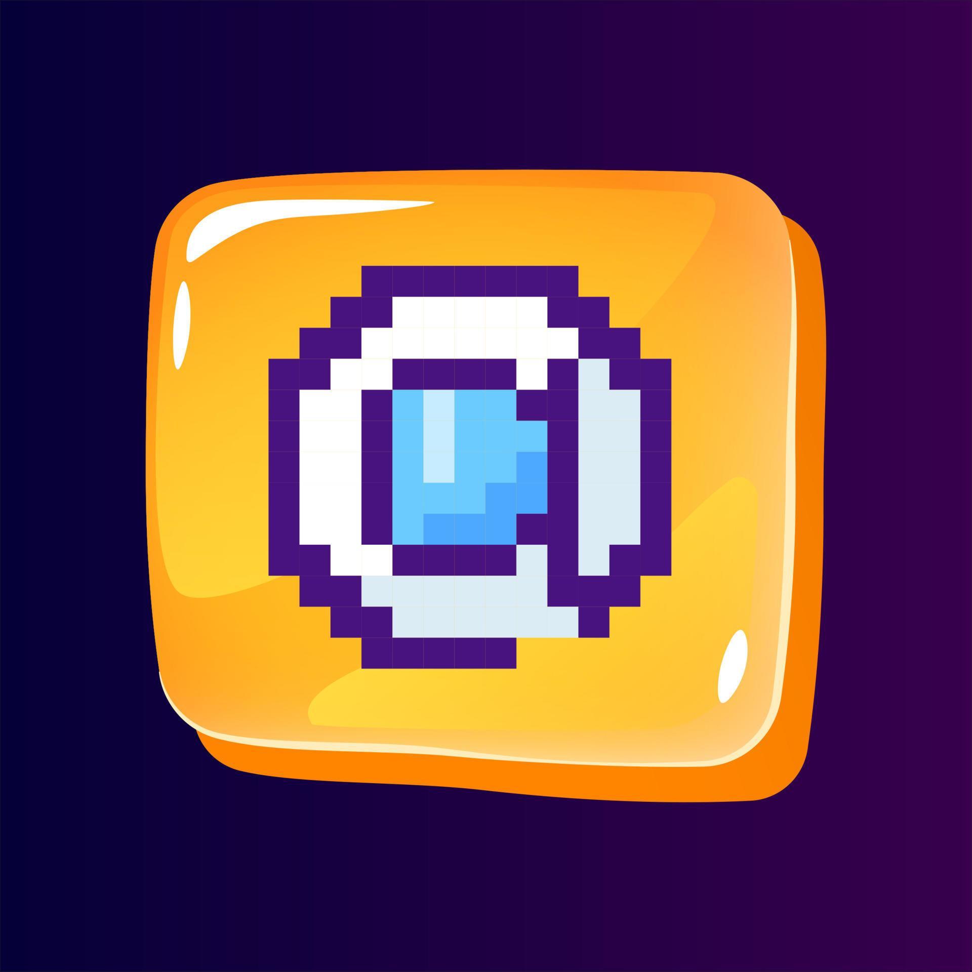 At sign glossy ui button with pixelated color icon. Email service. Send digital letters ...