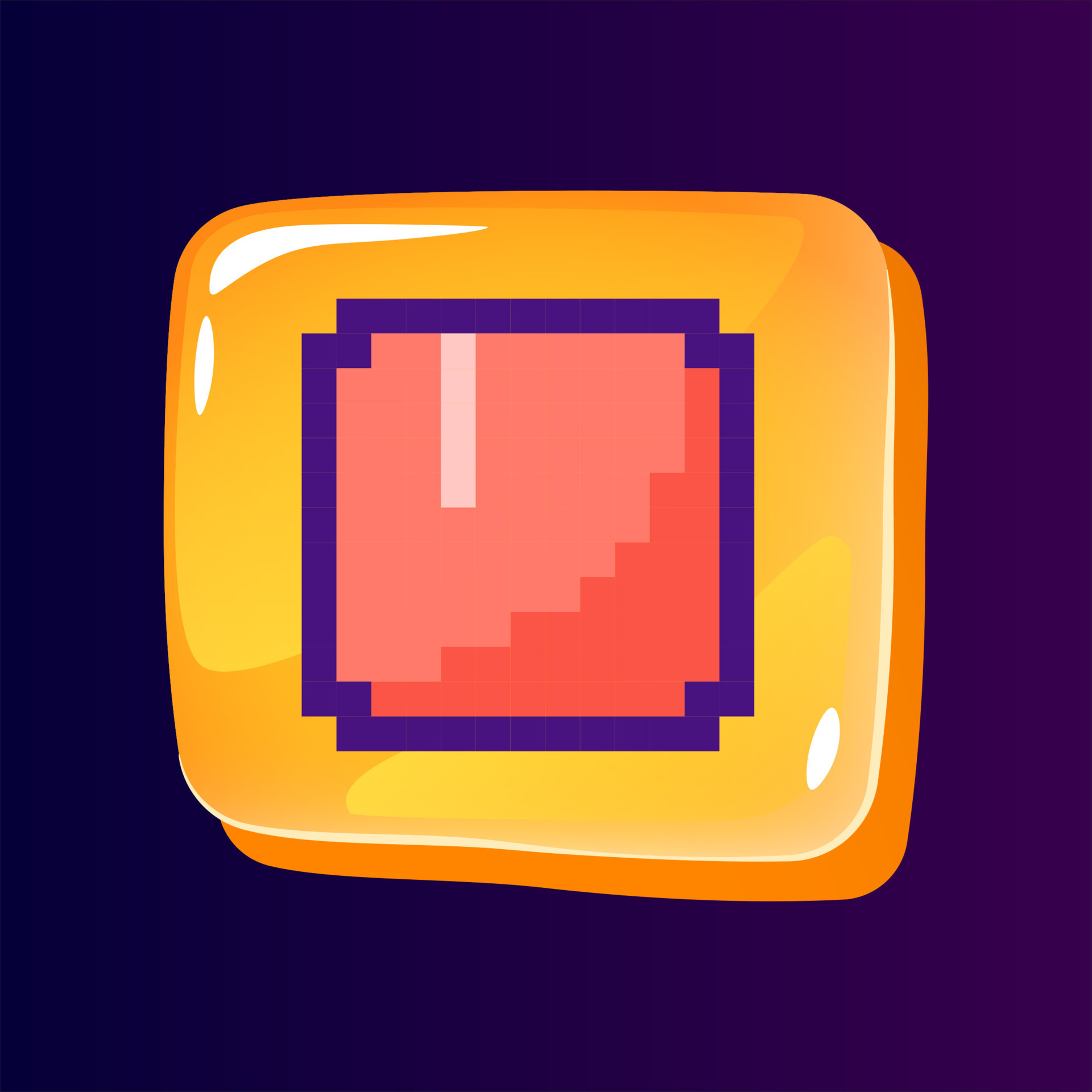 Full Stop Glossy Ui Button With Pixelated Color Icon Multimedia Player