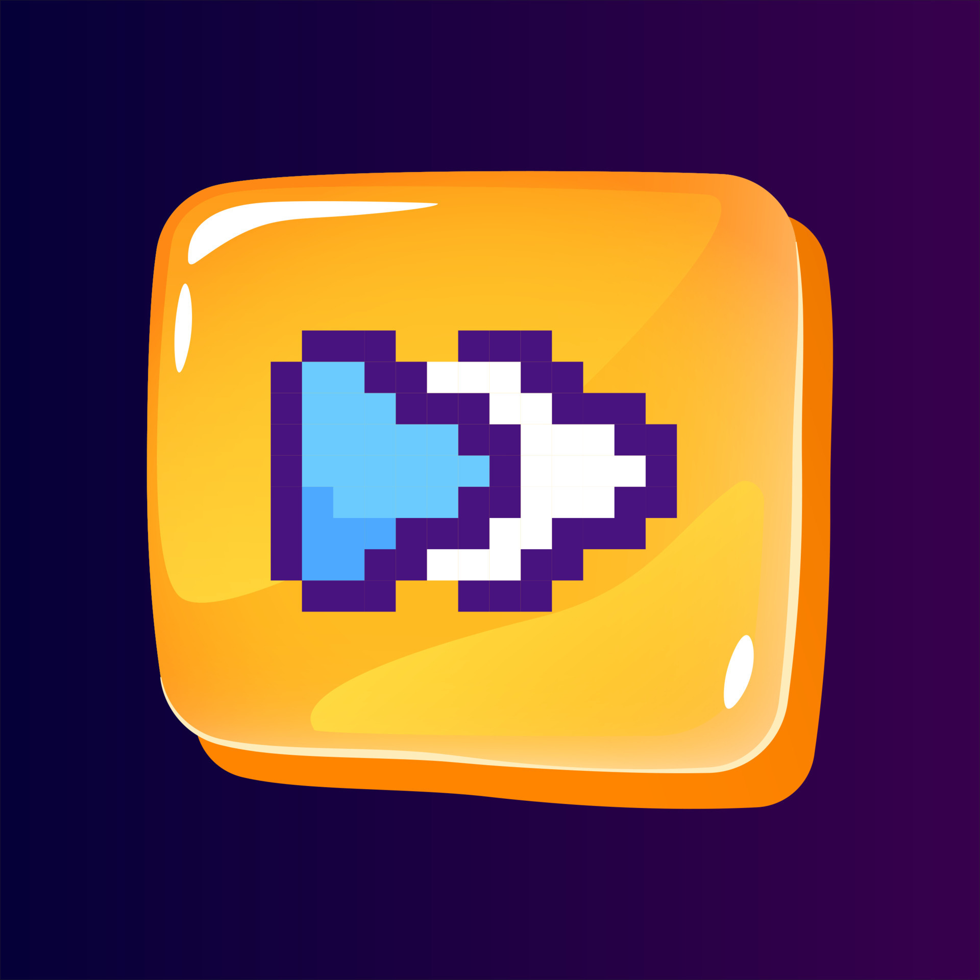 Multimedia Control Glossy Ui Button With Pixelated Color Icon Fast Forward Function Editable