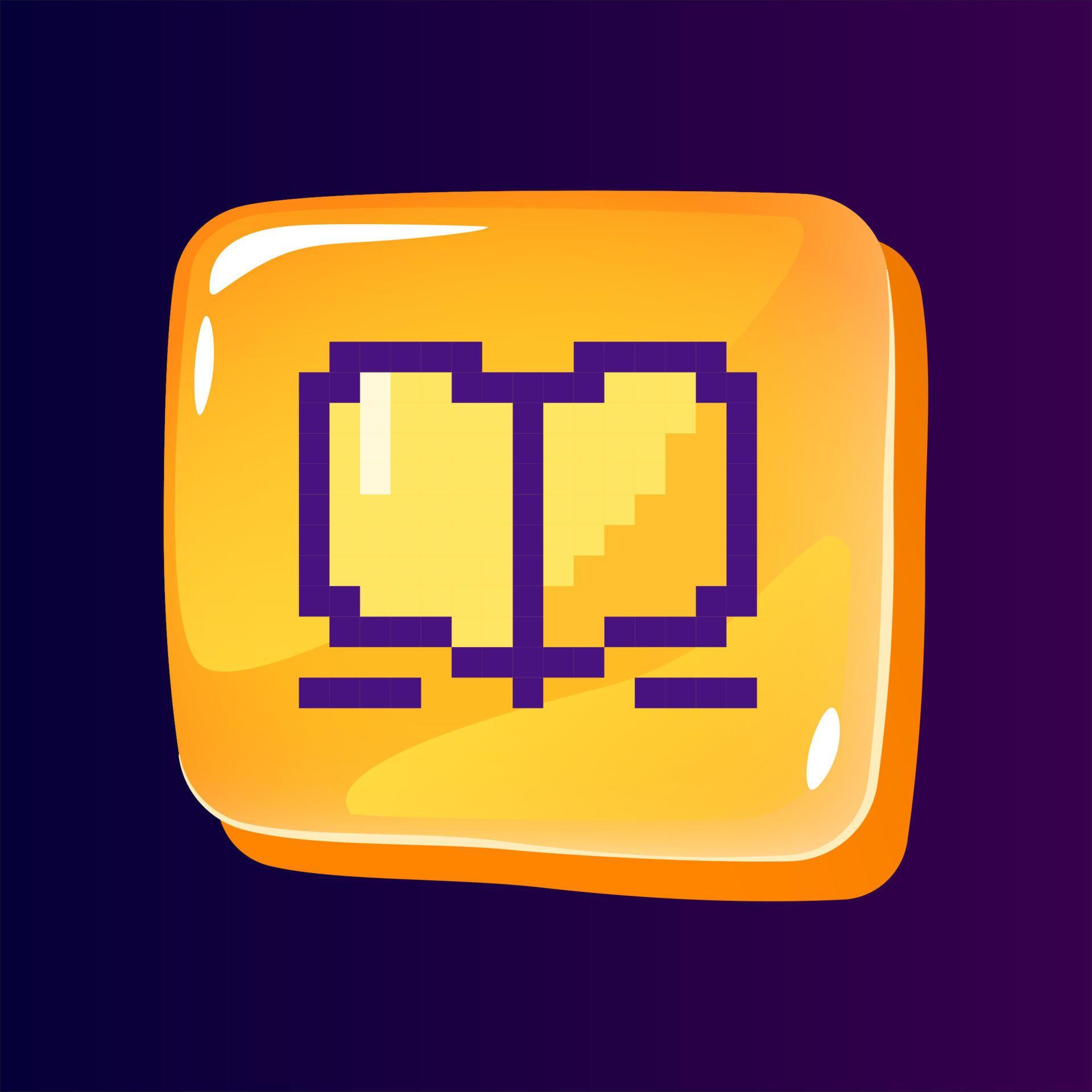 Book glossy ui button with pixelated color icon. Bookstore on internet. Online shopping ...