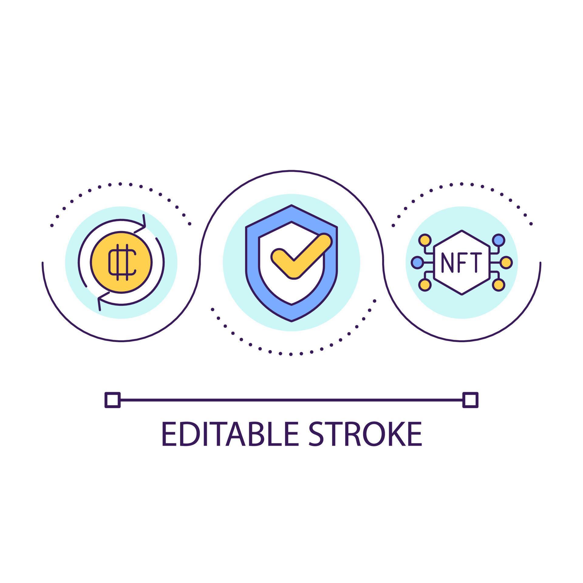 Secure operations with NFT loop concept icon. Cyber security in ...