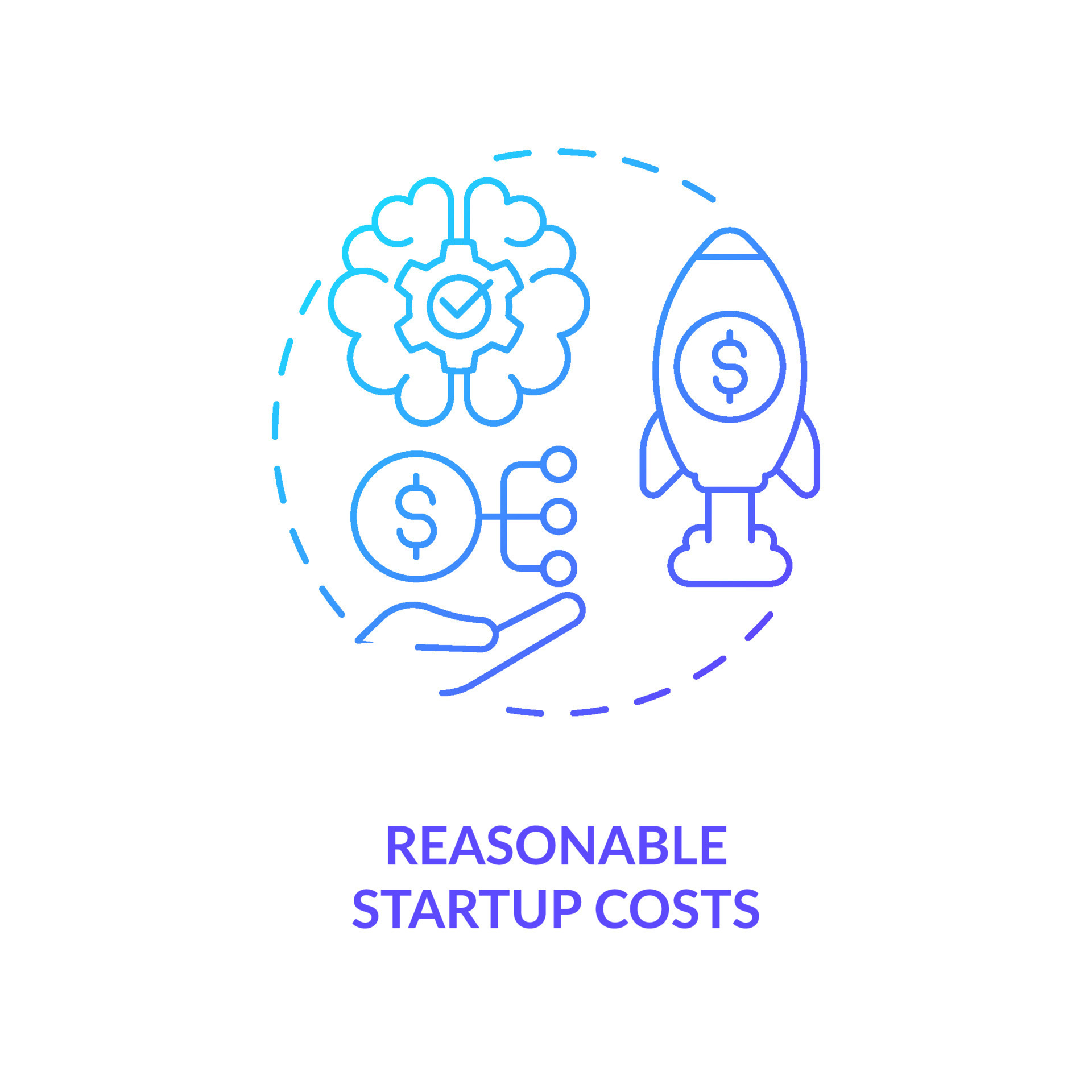 Reasonable startup costs blue gradient concept icon. Venture capital ... Reasonable startup costs blue gradient concept icon. Venture capital ...