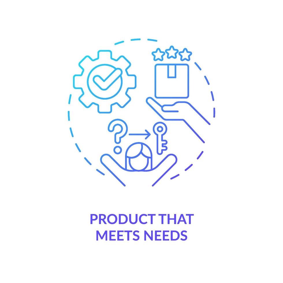 Product that meets needs blue gradient concept icon. Address problem. Effective startup ...