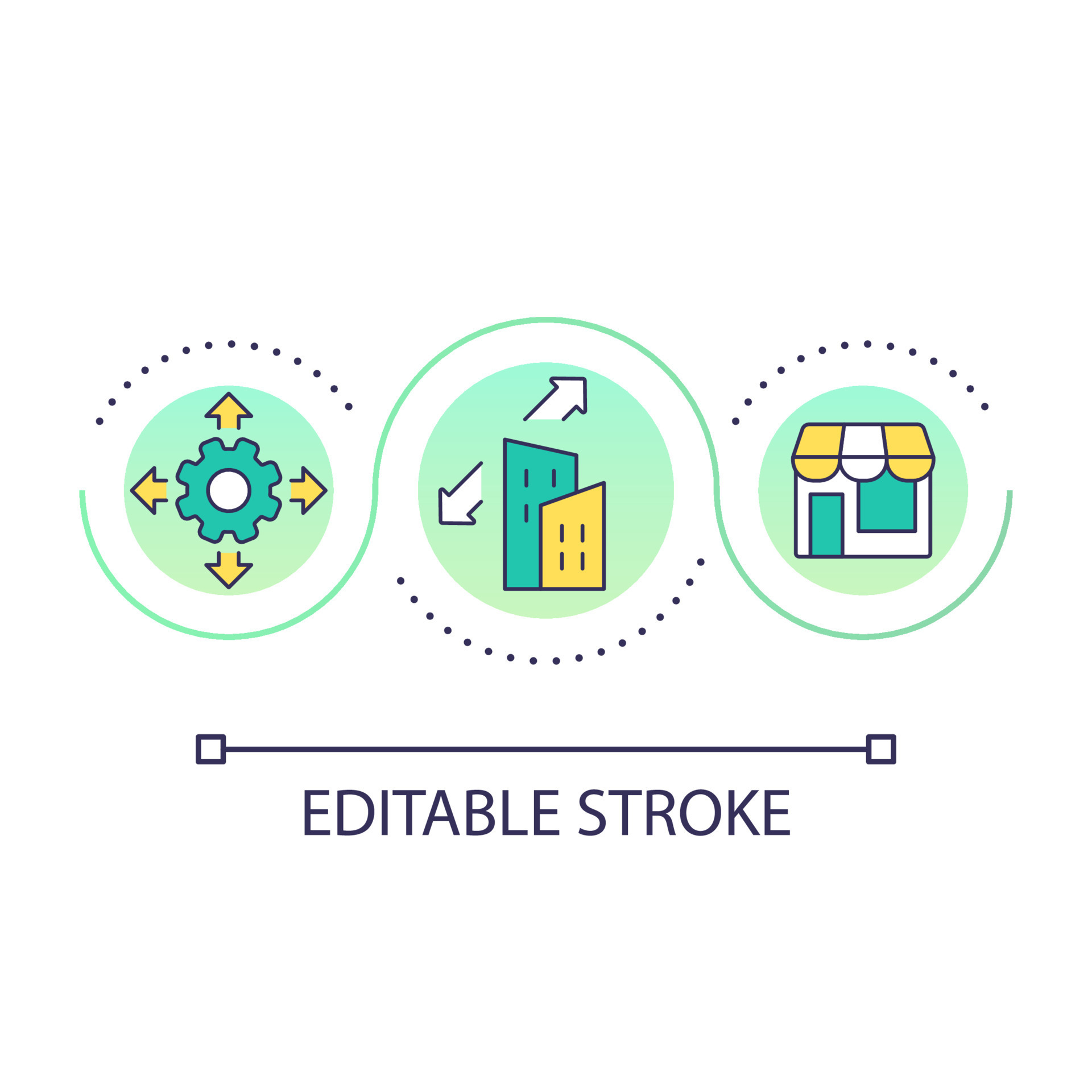 Company size loop concept icon. Software development factor. Choosing release management tool ...