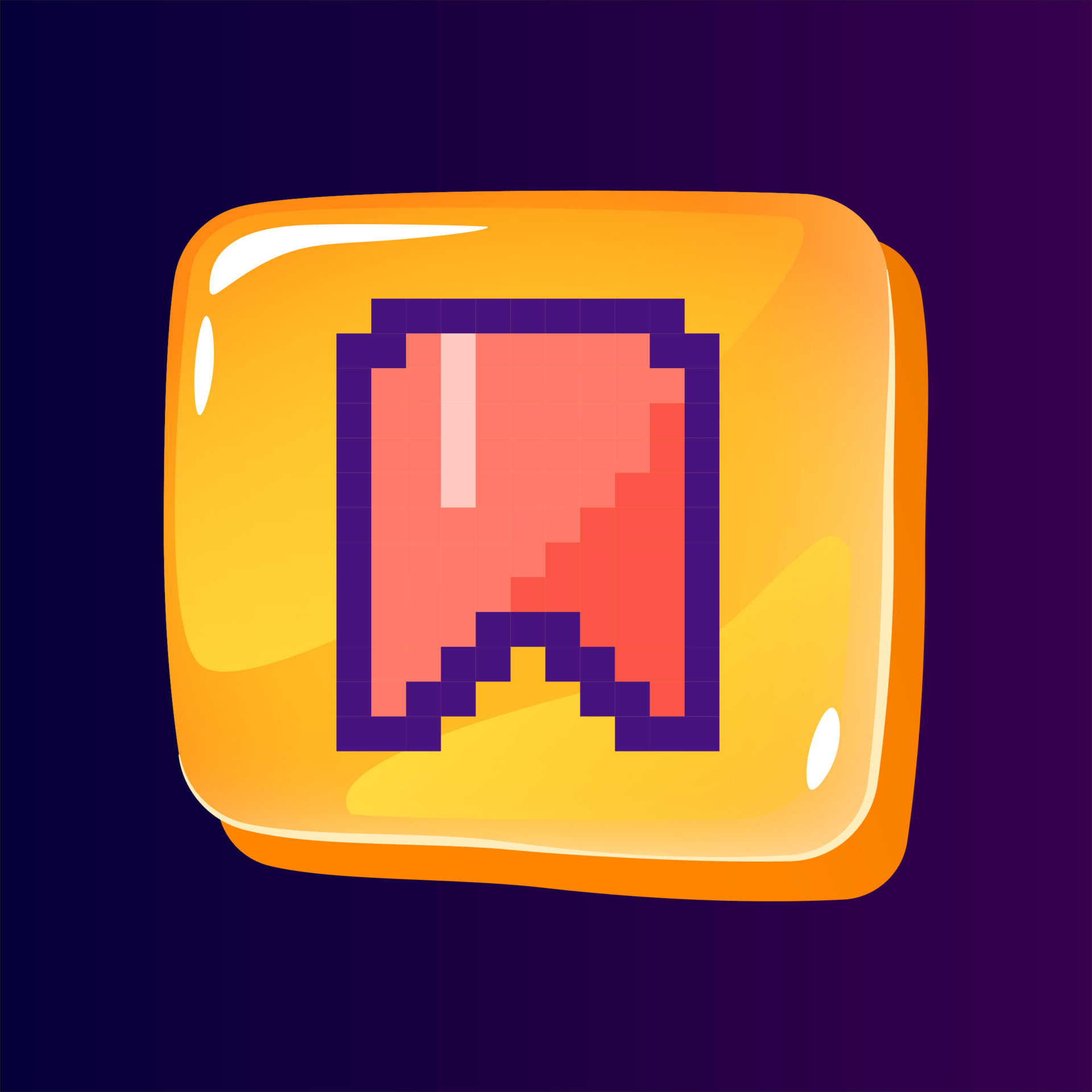 Tag for posts marking glossy ui button with pixelated color icon. Saving information. Editable ...