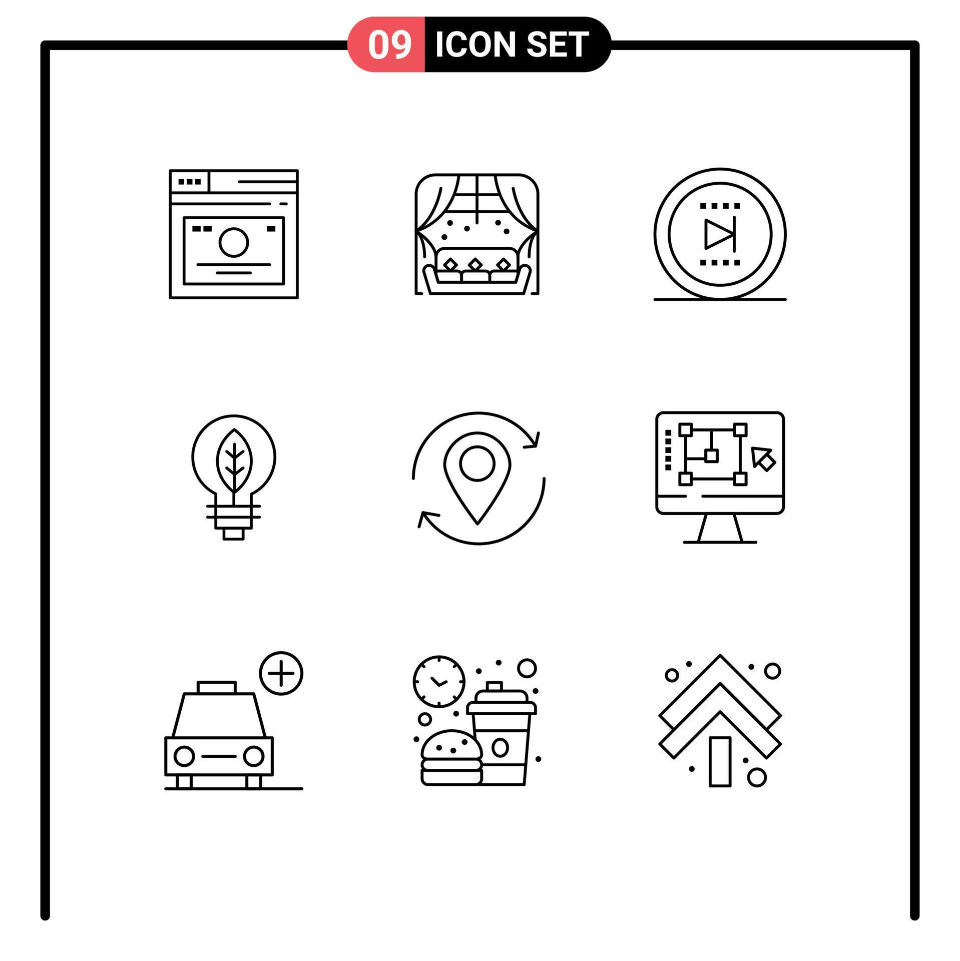 Editable Vector Line Pack Of 9 Simple Outlines Of Arrow Power Sofa Of Onward Editable Vector