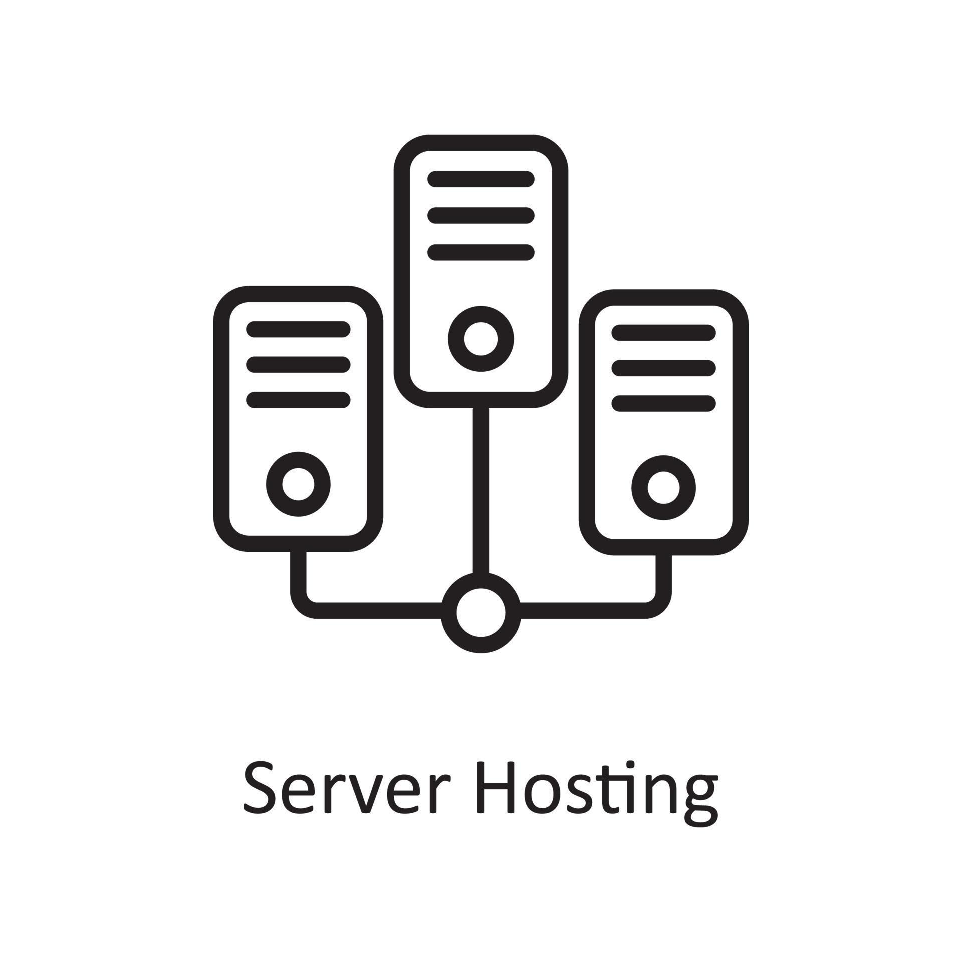 Server Hosting Outline Icon Design Illustration Web Hosting And Cloud Services Symbol On White