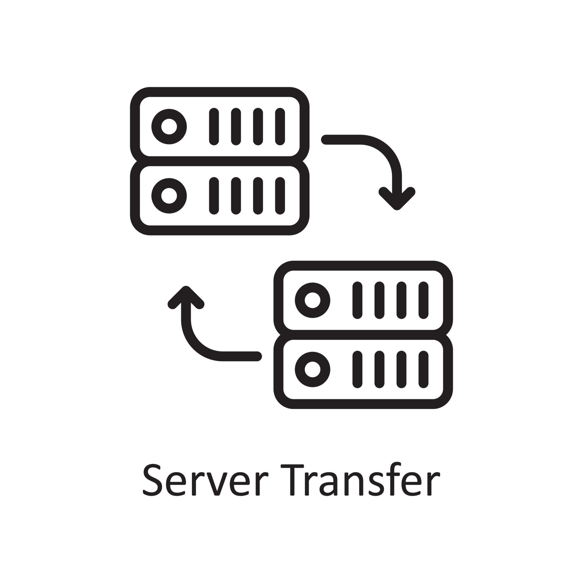 Server Transfer Outline Icon Design Illustration Web Hosting And Cloud Services Symbol On White