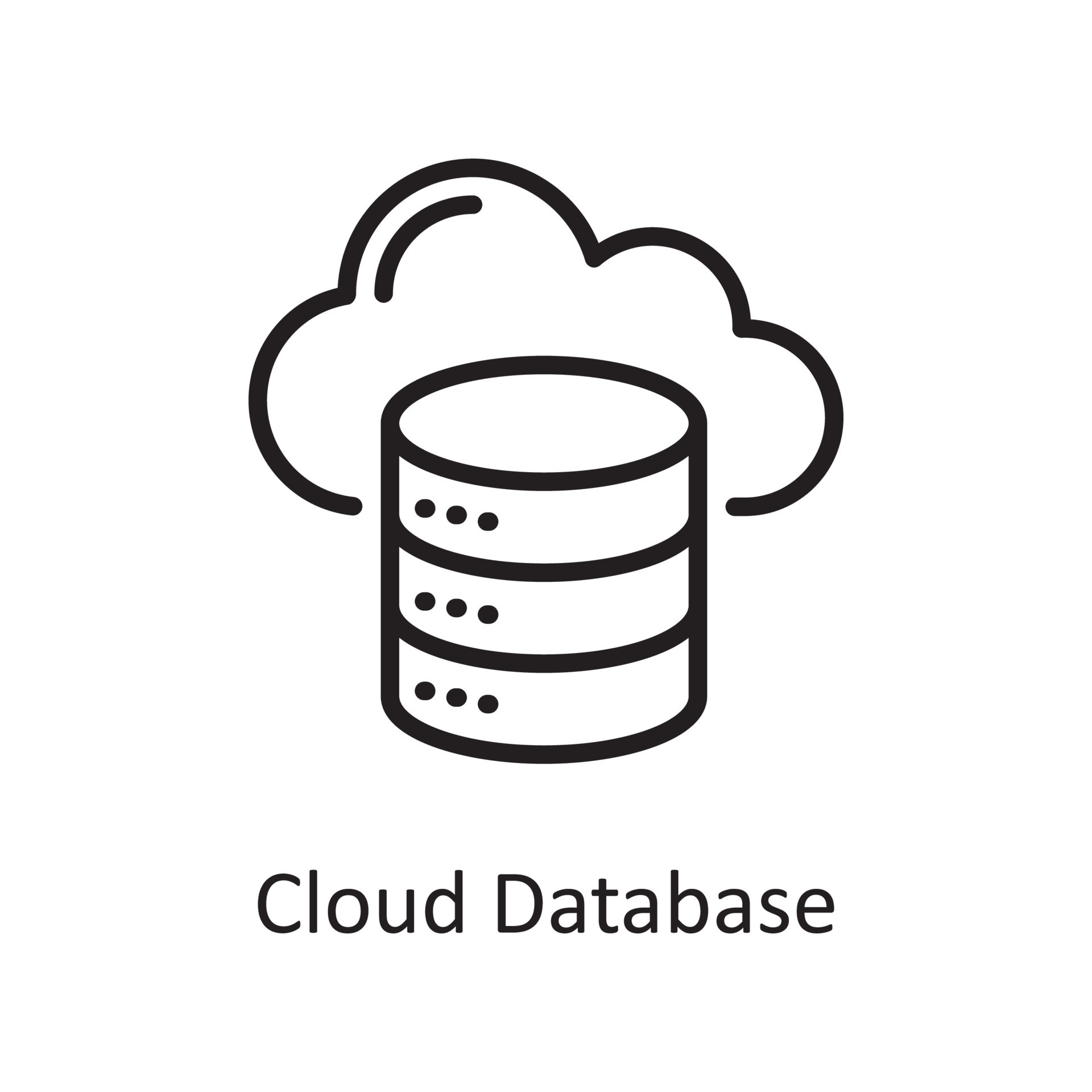 ilustración de diseño de icono de esquema de base de datos en la nube. símbolo de alojamiento ...