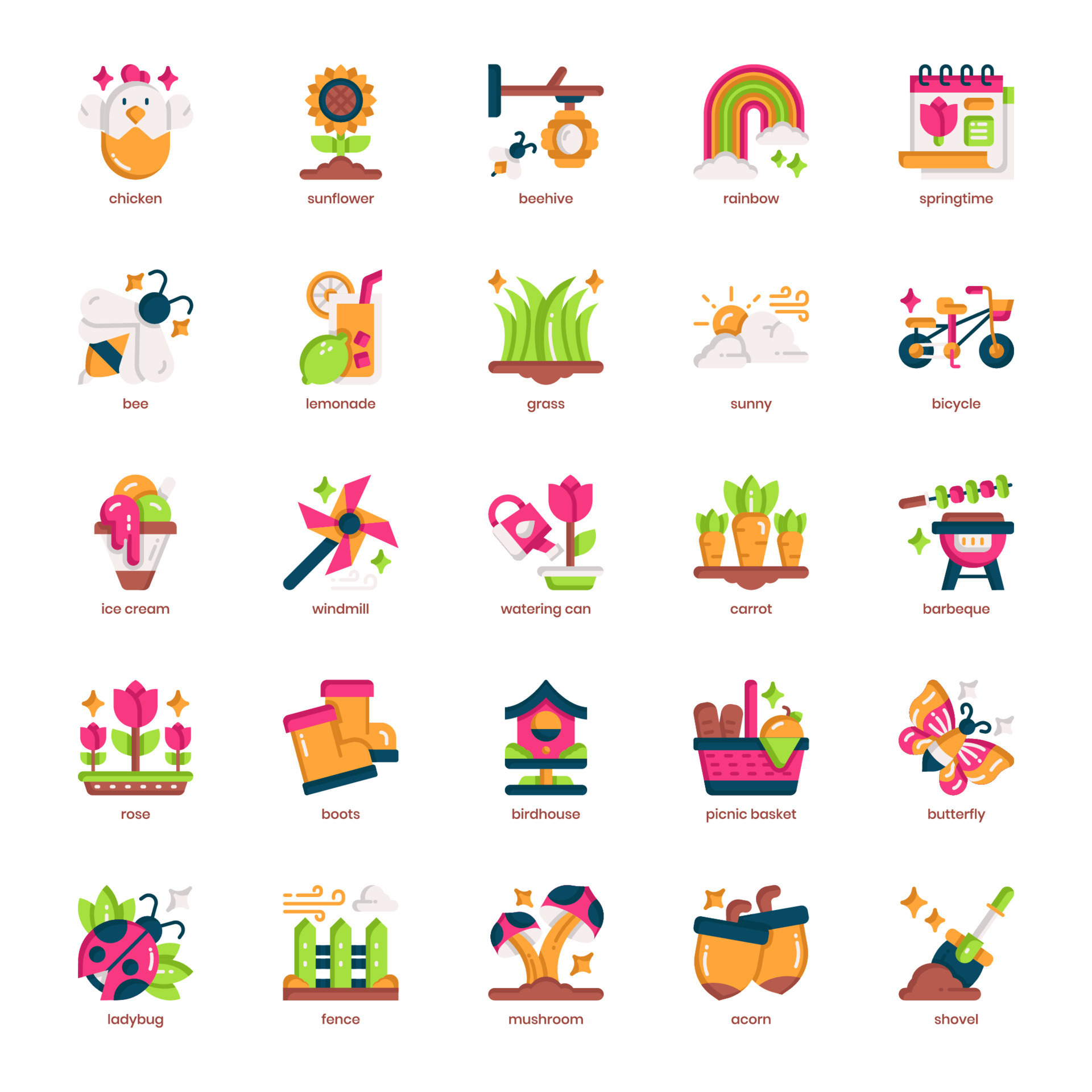 paquete de iconos de primavera para el diseño de su sitio web, logotipo ...