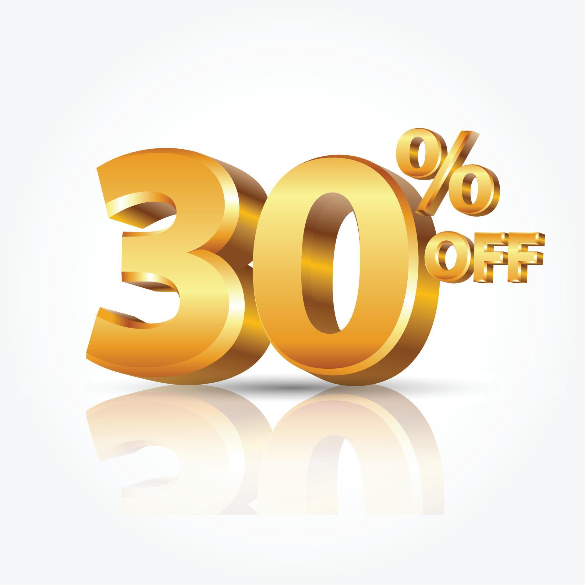 30 por ciento de descuento en venta de promoción aislado sobre fondo blanco. 17026802 Vector en ...