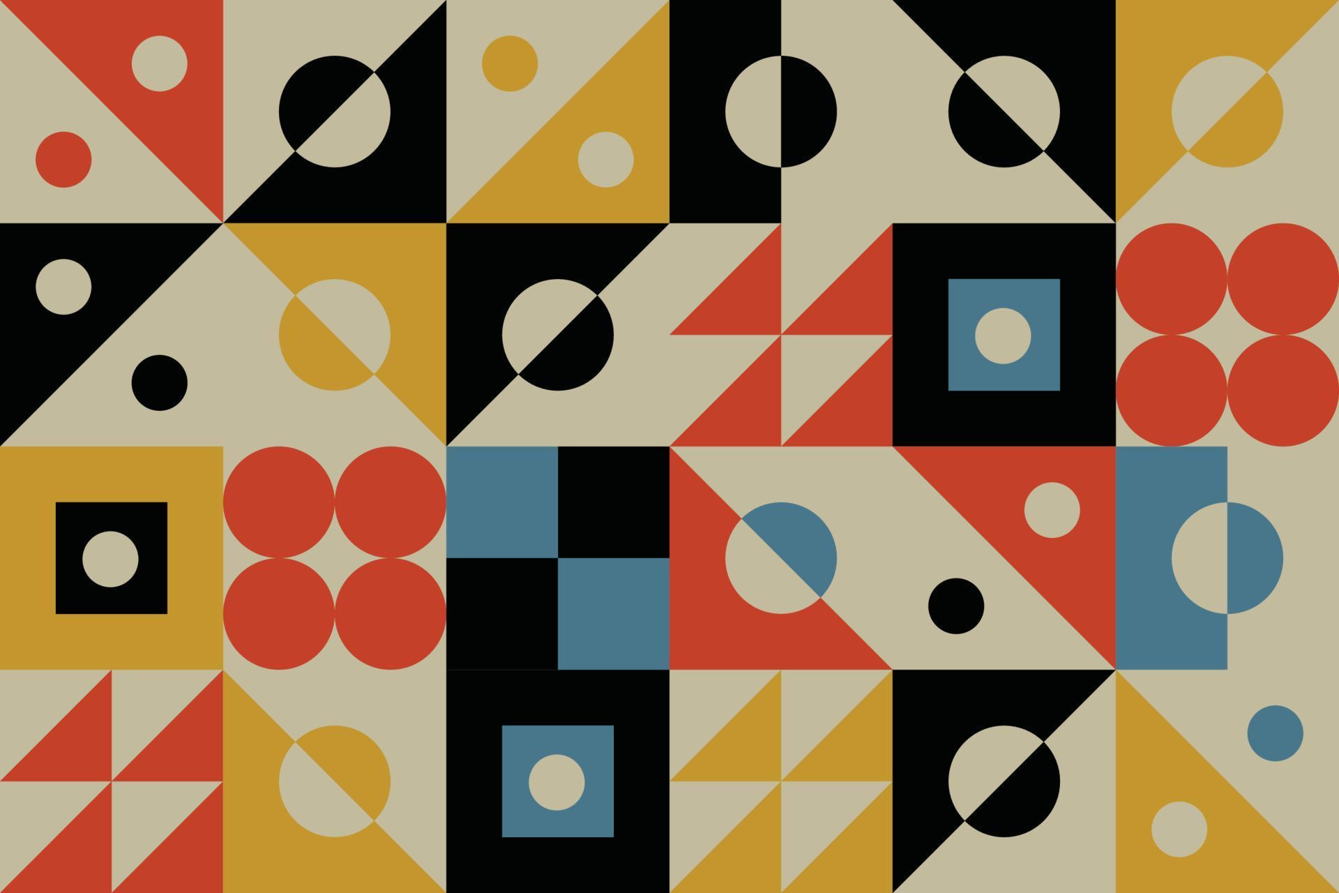 Abstract Vivid Composition Of Circle Square And Triangle Simple Retro Tracery Seamless