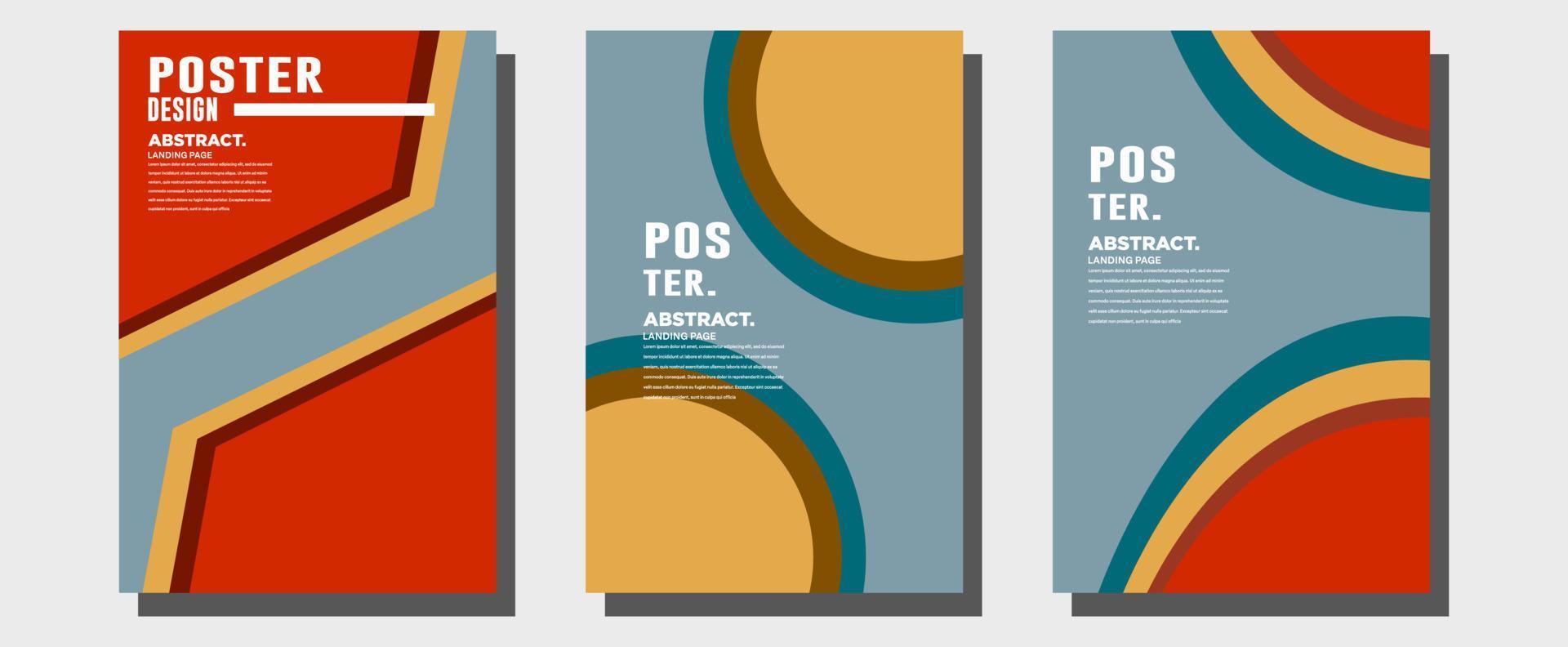 Abstract Colorful Collage Poster Design Template Cool Geometric And Retro Cover Design Blue
