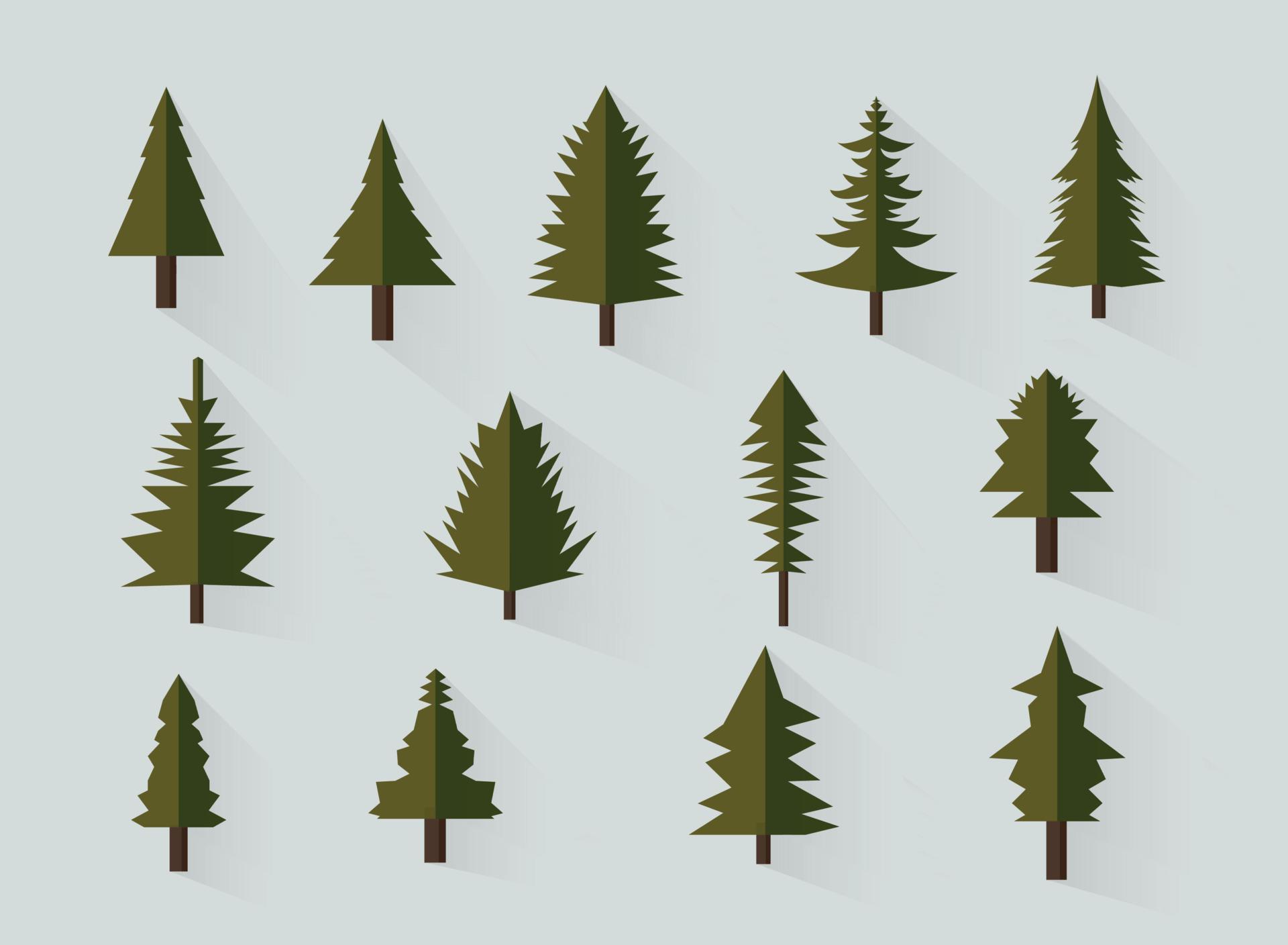 pine tree vector illustration collection and wilderness objects to ...