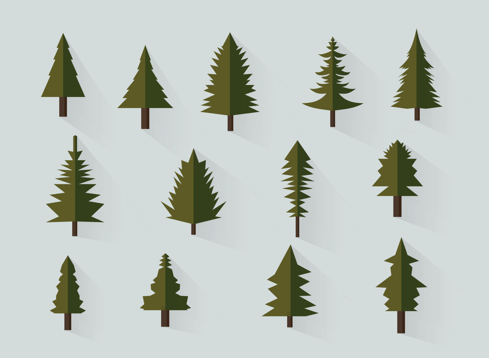 pine tree vector illustration collection and wilderness objects to ...