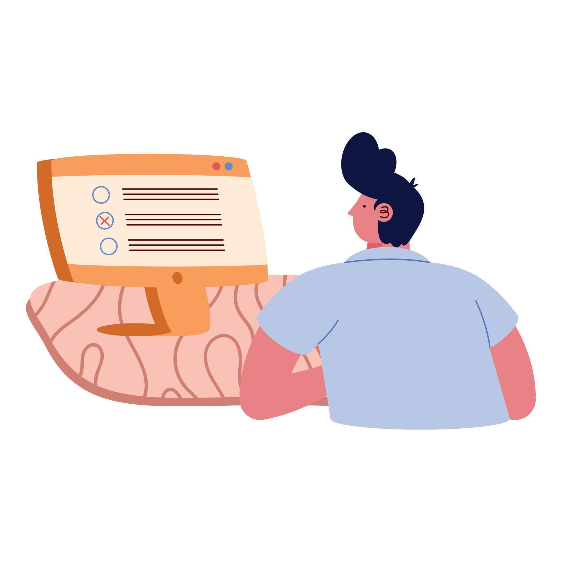 man using desktop computer 17036346 Vector Art at Vecteezy