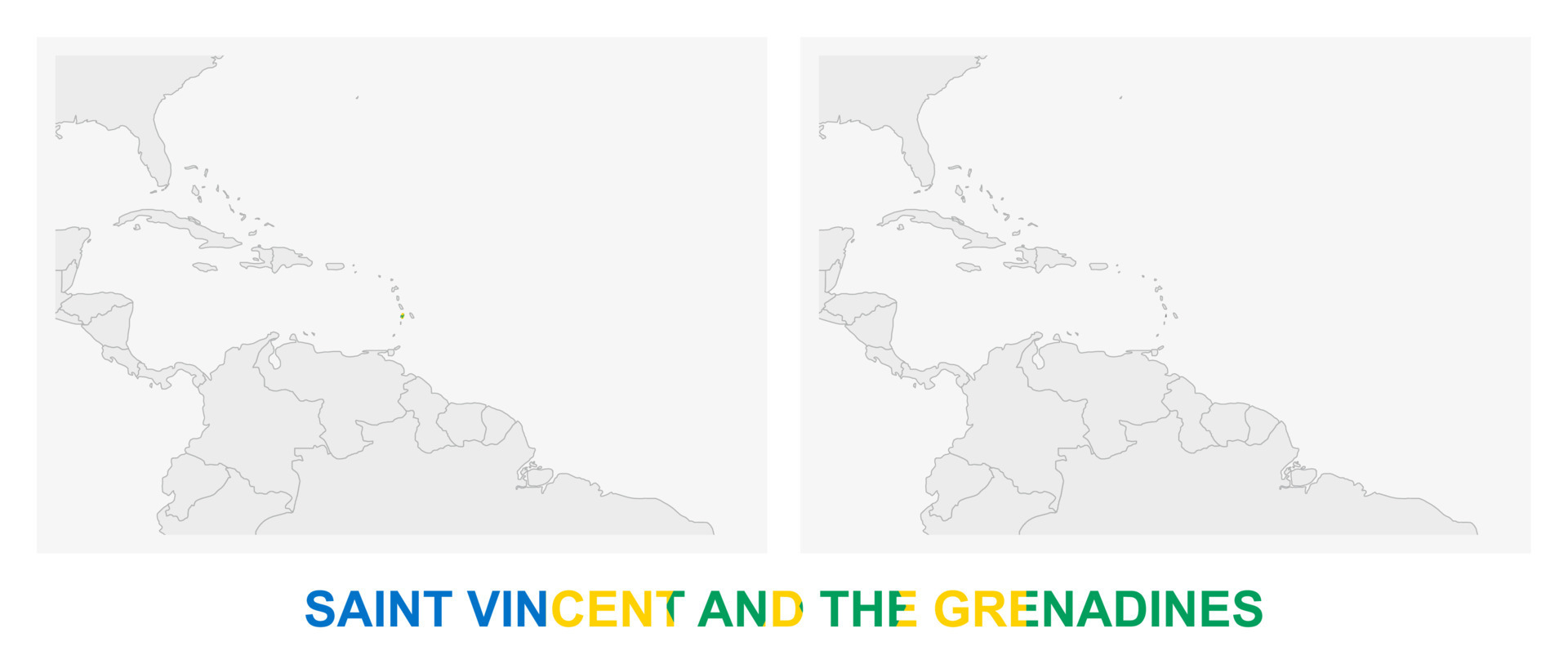 Two versions of the map of Saint Vincent and the Grenadines, with the ...