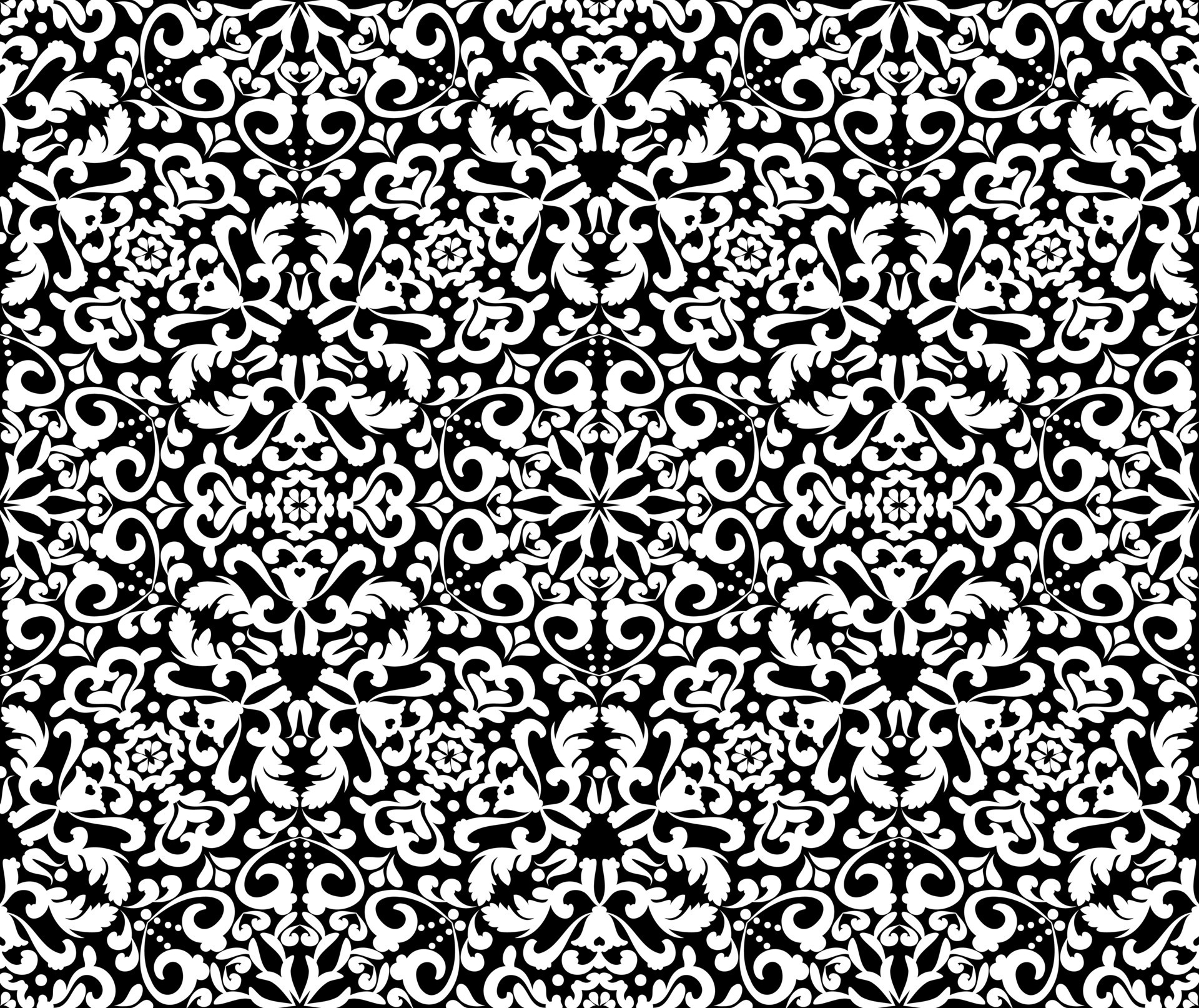 Ornate white pattern on a black background. Demaski seamless elegant pattern. Lace pattern ...