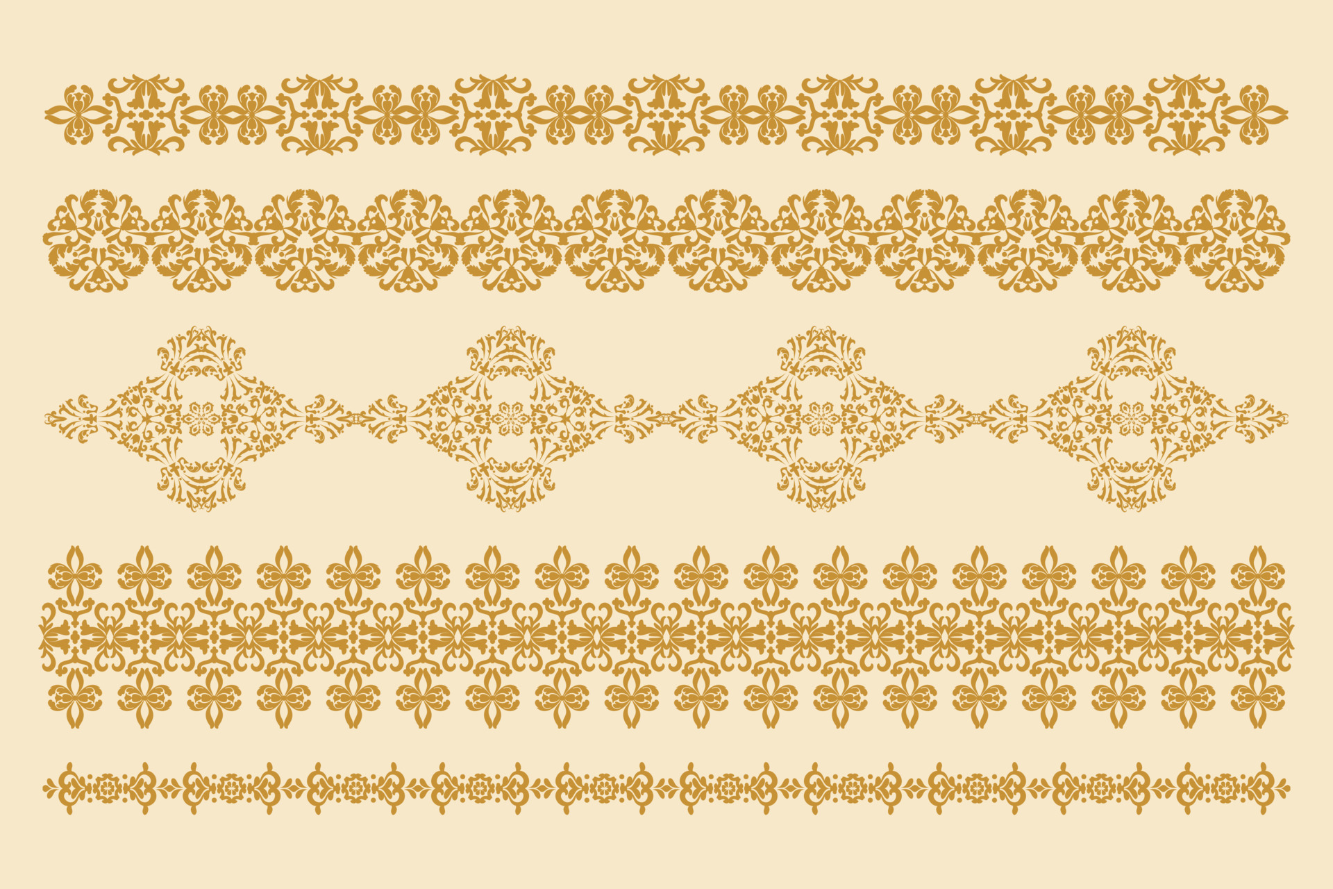 Vector decorative ornaments. Set of horizontal patterns. Vector design ...