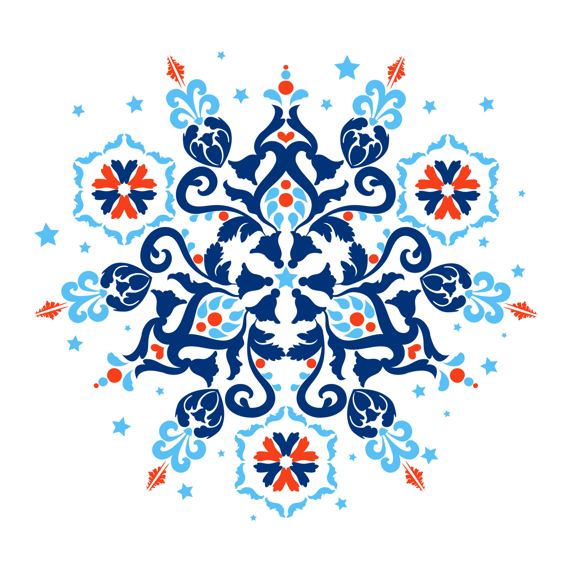 Classic vintage motif with floral elements. Arabesque ornament. Blue ...
