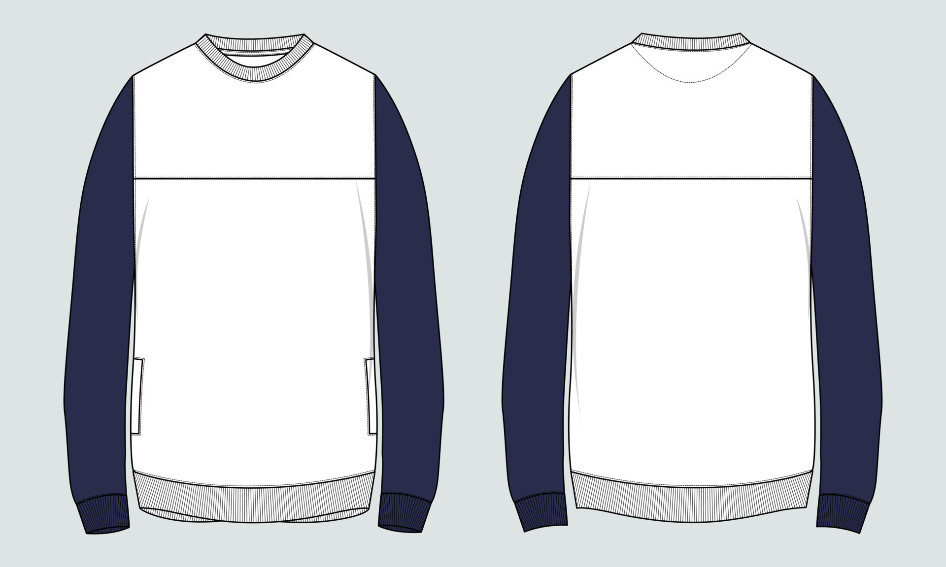 Long sleeve sweatshirt technical fashion flat sketch vector ... Long sleeve sweatshirt technical fashion flat sketch vector ...