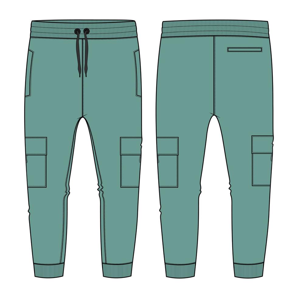 Fleece Fabric Jogger Sweatpants Technical Fashion Flat Sketch Vector