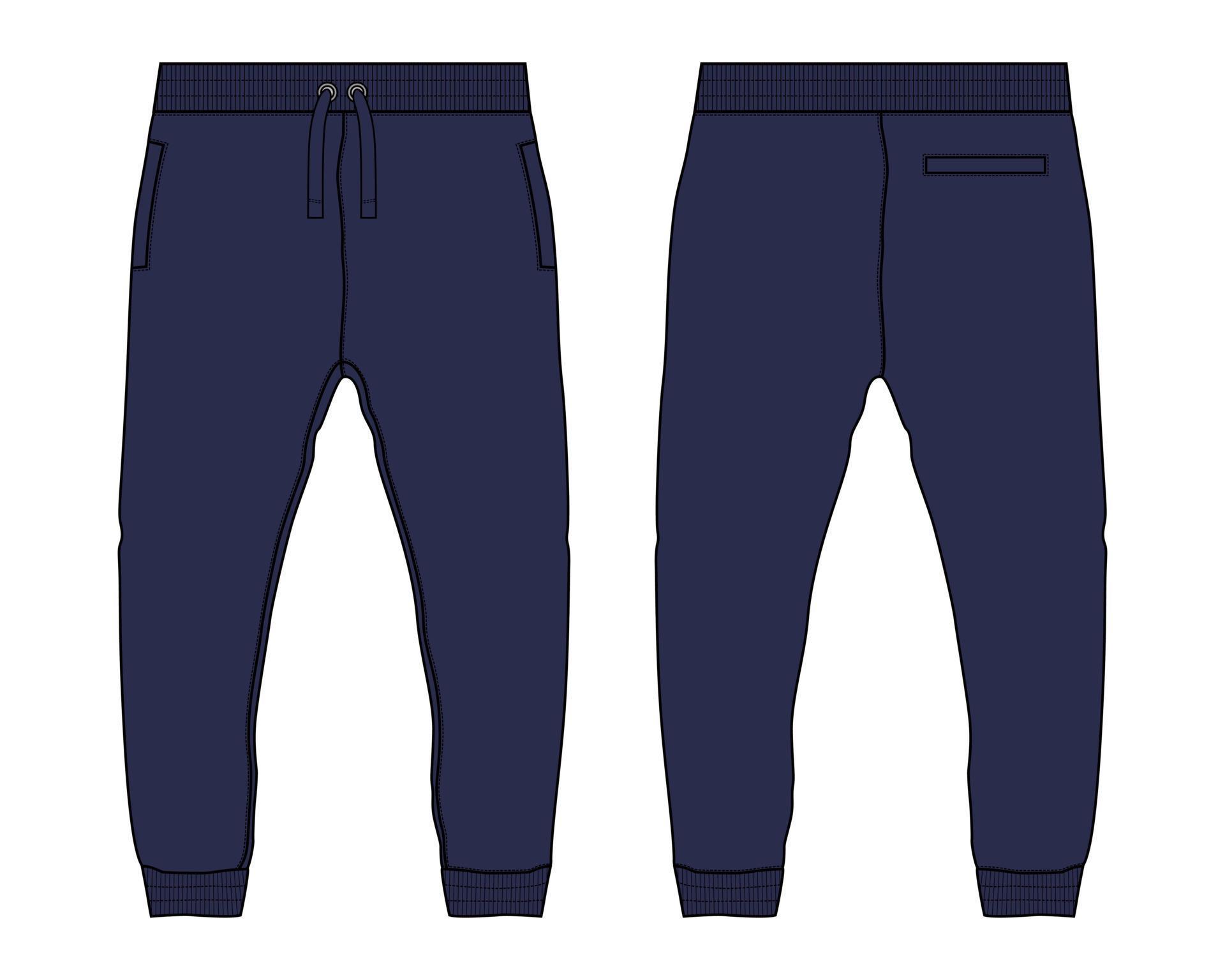 Fleece Fabric Jogger Sweatpants Technical Fashion Flat Sketch Vector
