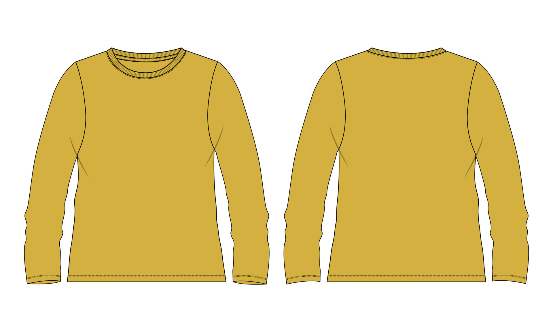 Long Sleeve T Shirt Overall Technical Fashion Flat Sketch Vector