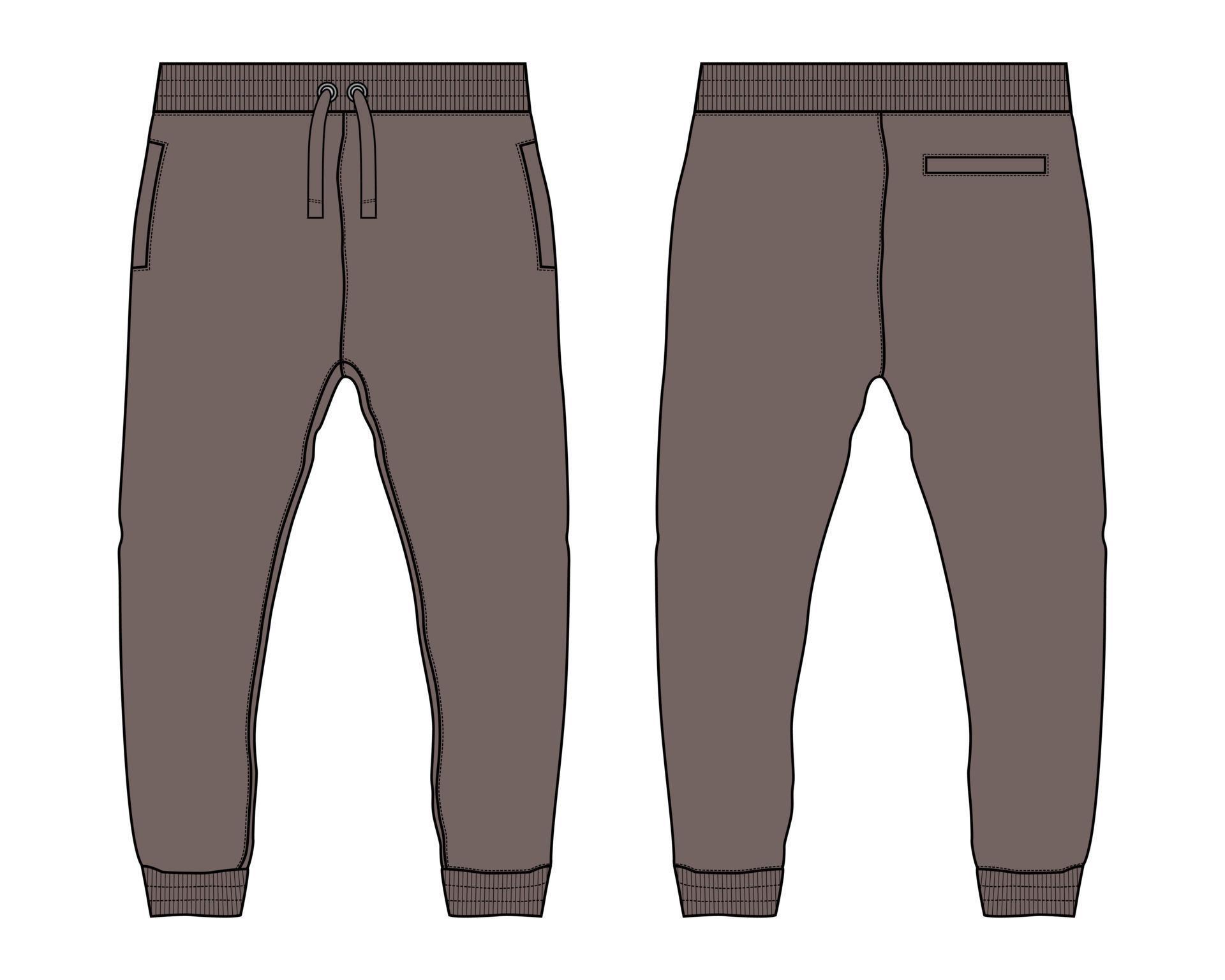Fleece Fabric Jogger Sweatpants Technical Fashion Flat Sketch Vector