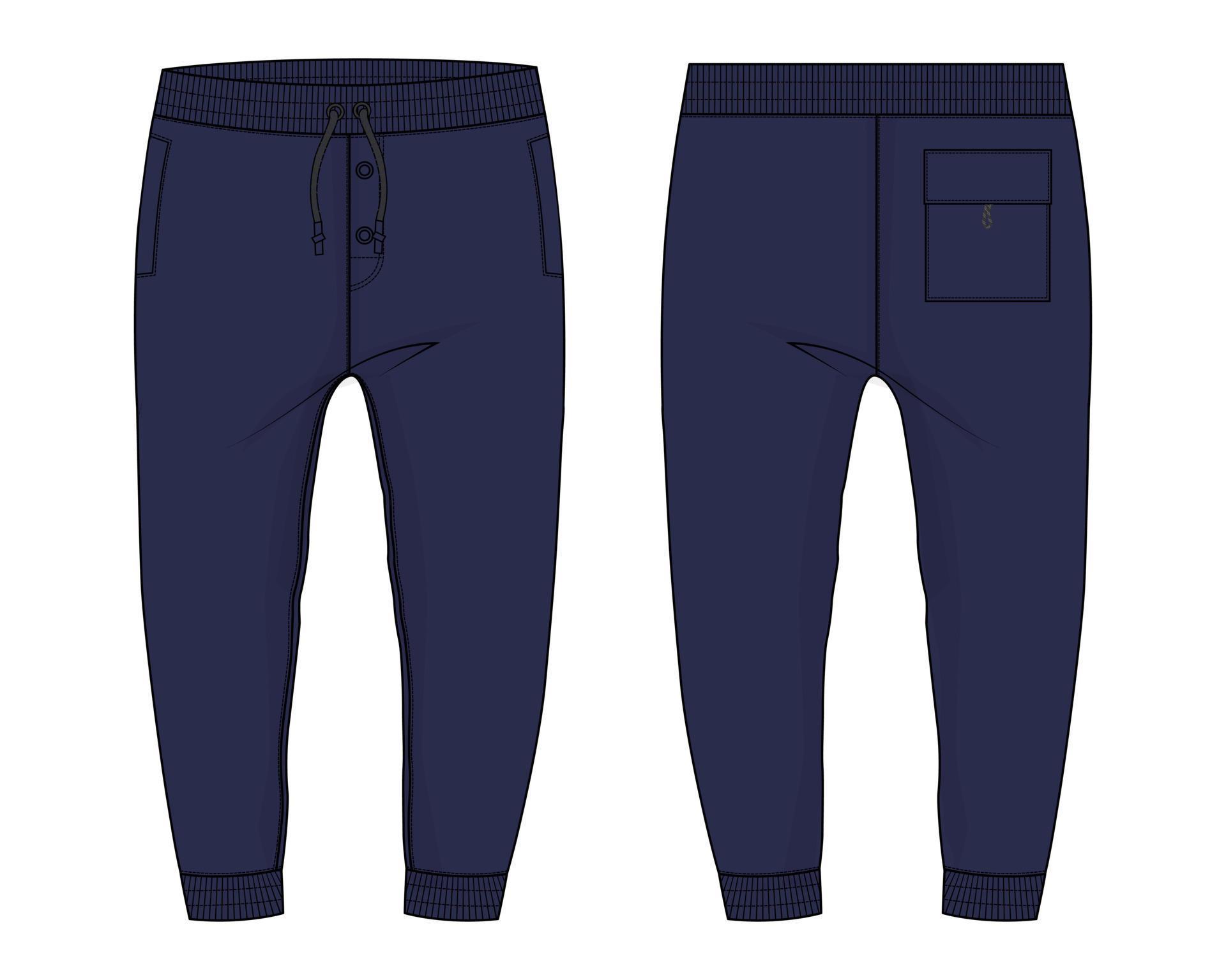 Fleece Fabric Jogger Sweatpants Technical Fashion Flat Sketch Vector