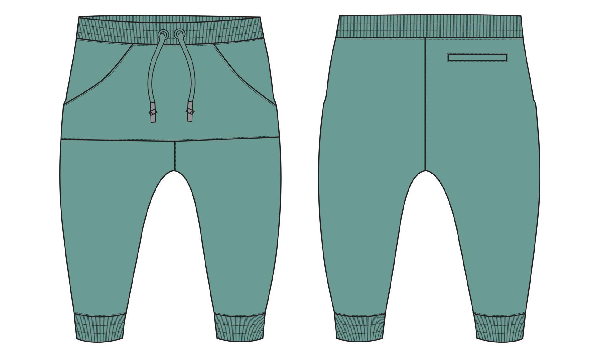Fleece Cotton Jersey Basic Sweat Pant Technical Fashion Flat Sketch