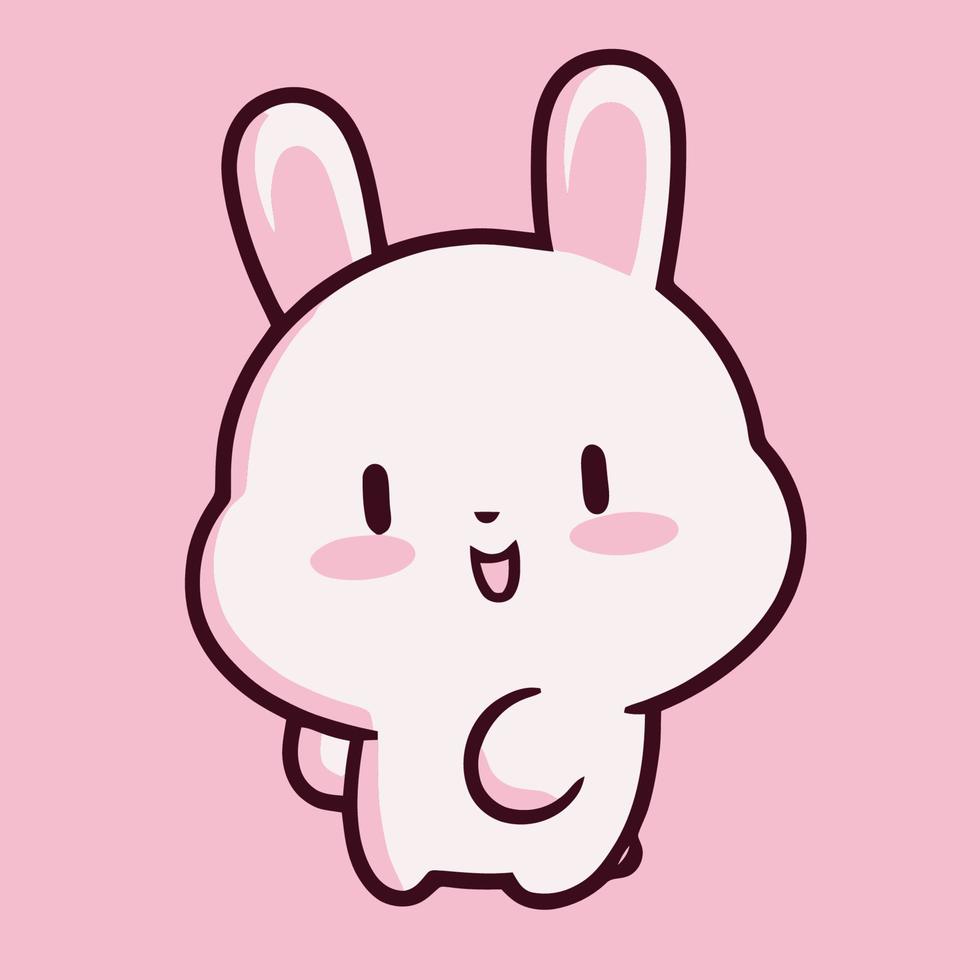 Lindo Conejo Ilustración Conejo Kawaii Chibi Estilo De Dibujo Vectorial Conejo Dibujos Animados