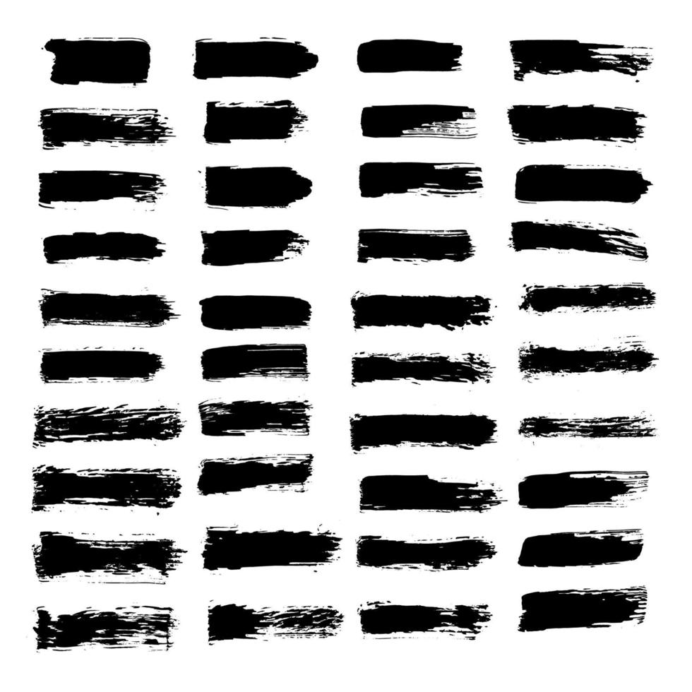 Vector brush strokes, paint brush set. Grunge design elements. Black ...